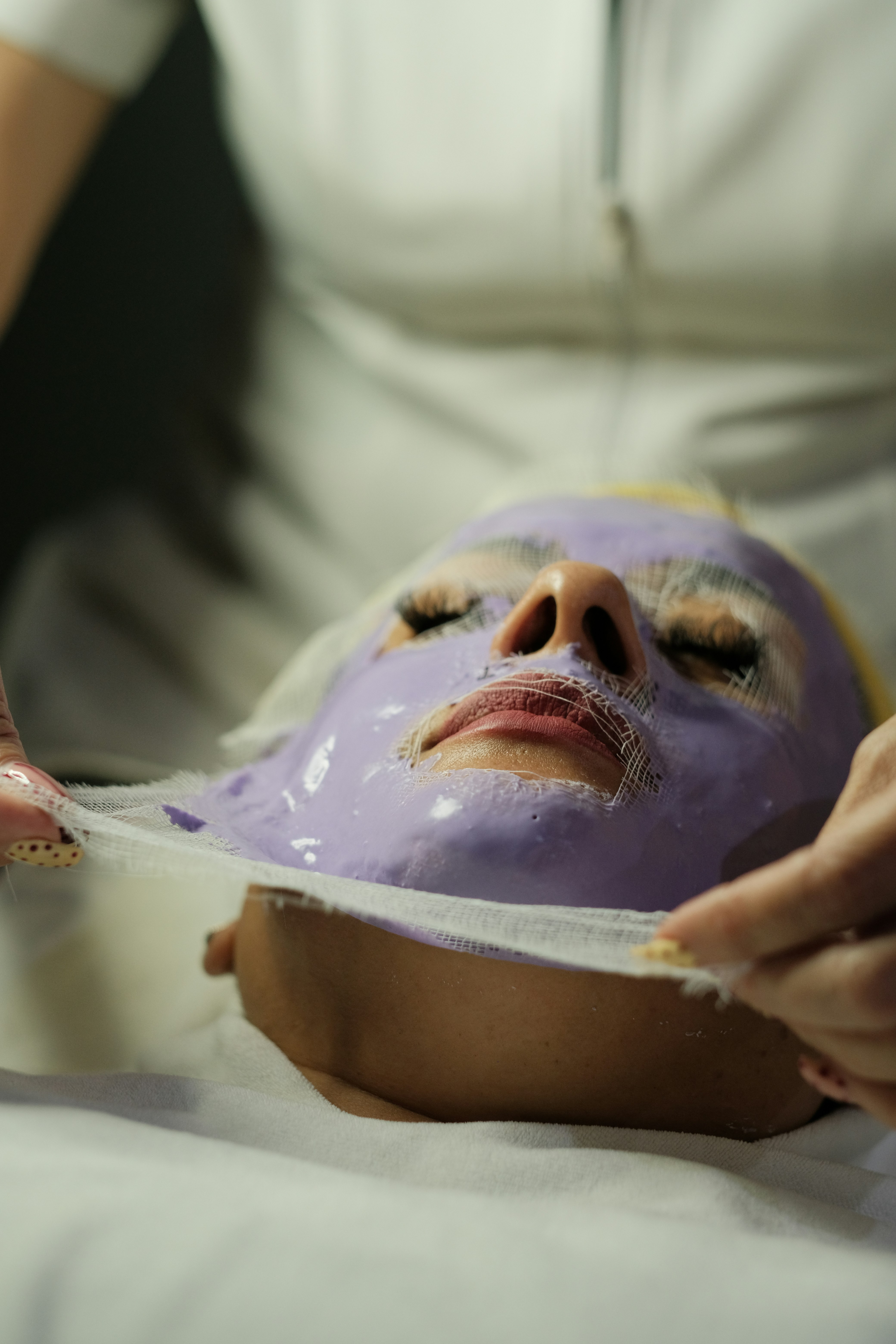 Lavender Mask Reveal: Aesthetic Facial Spa Moment