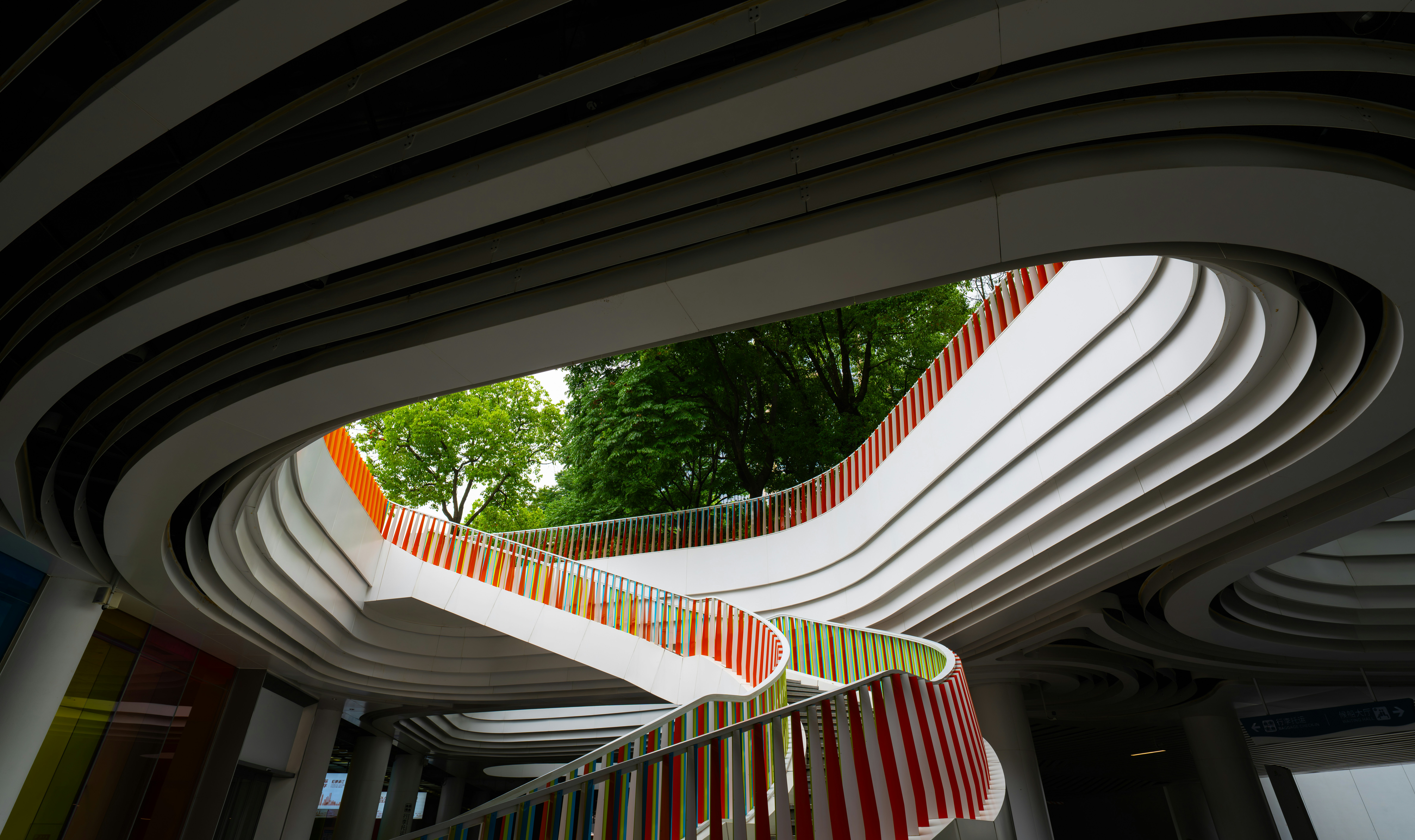 Abstract Spiral Staircase Carved in Concrete Architecture