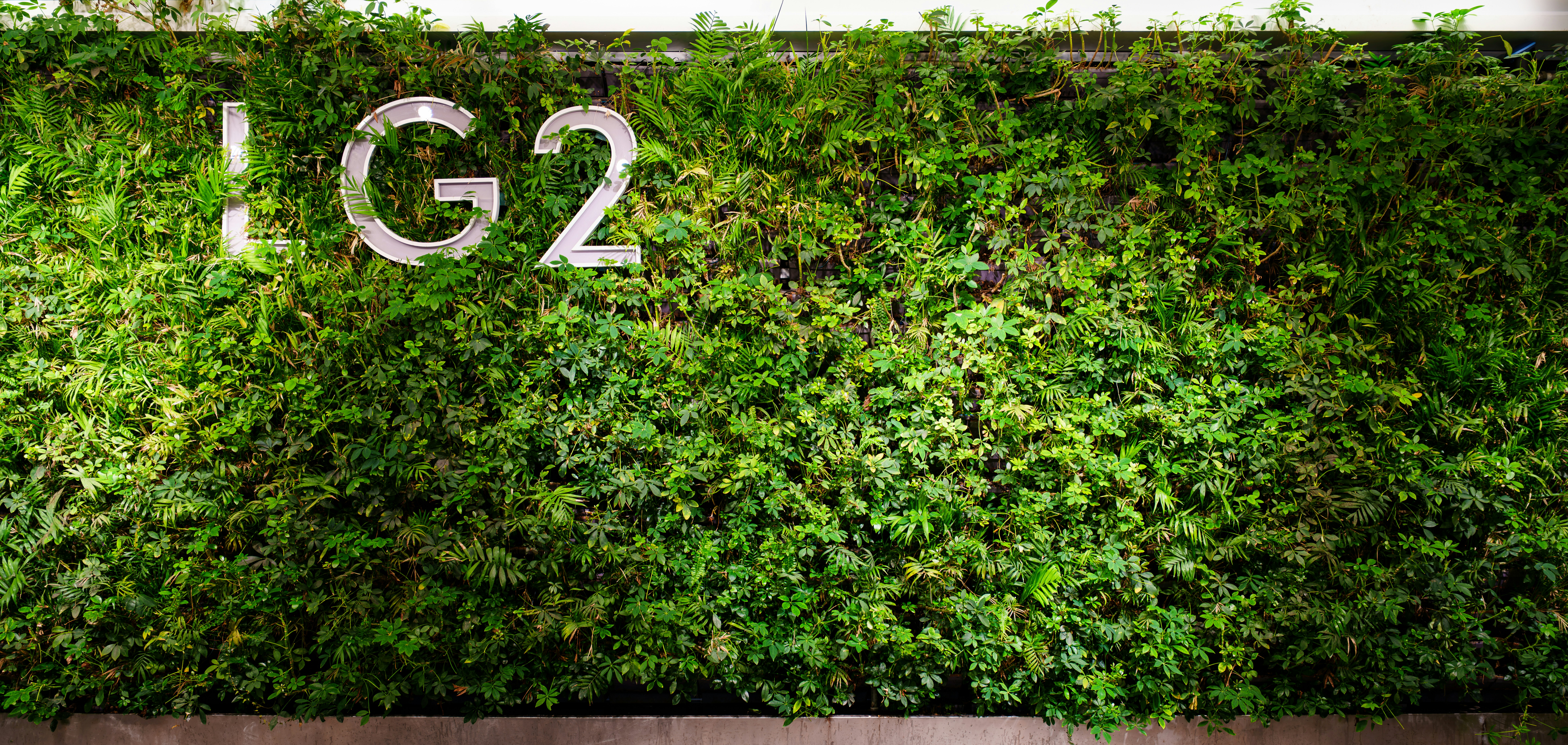 Living Green Wall with Metallic Signage