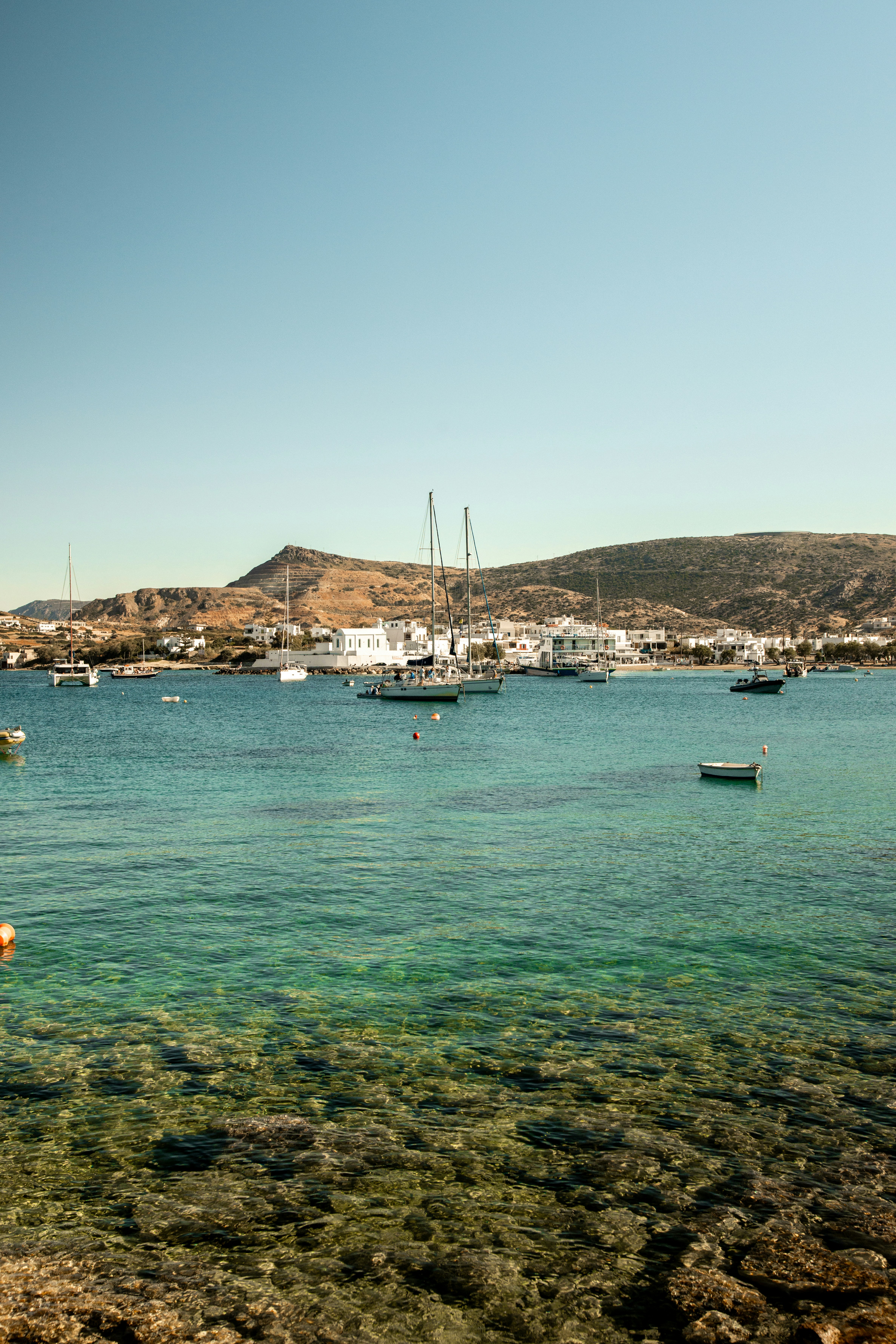 Harbor Village Beneath a Clear Coastal Sky