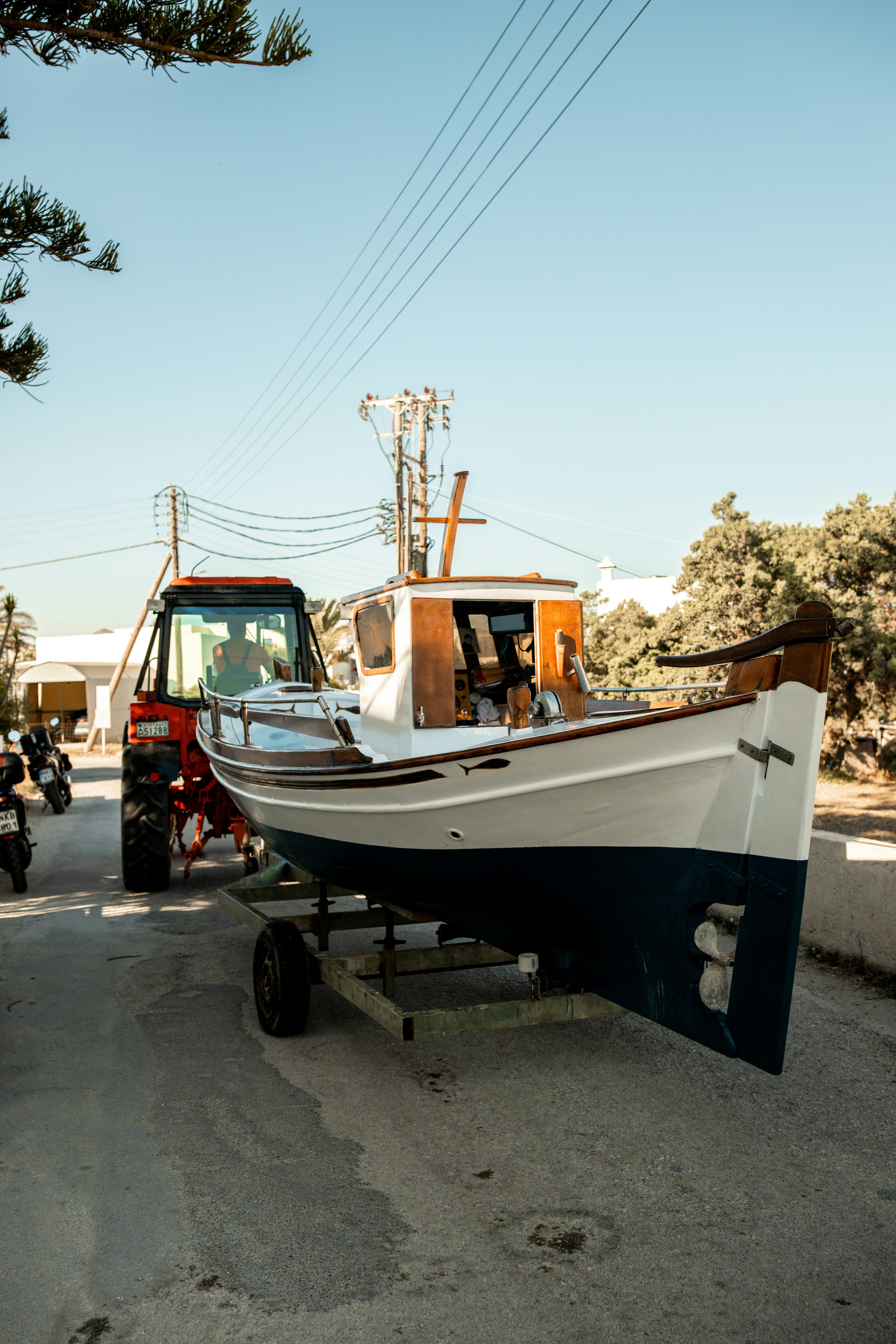 Boat on a Trailer: Harboring a Quiet Maritime Morning
