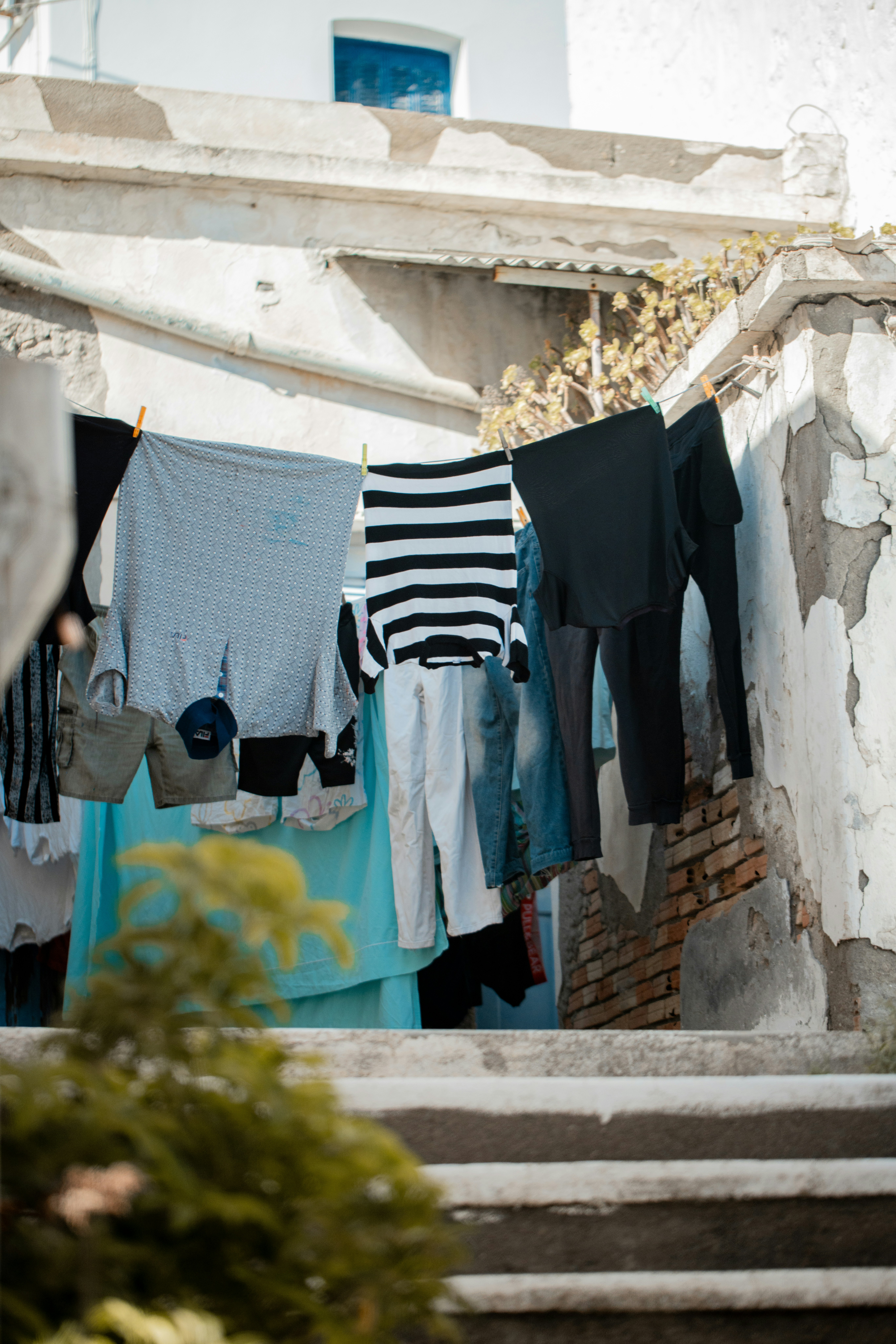 Clothesline Gallery Between Whitewashed Walls