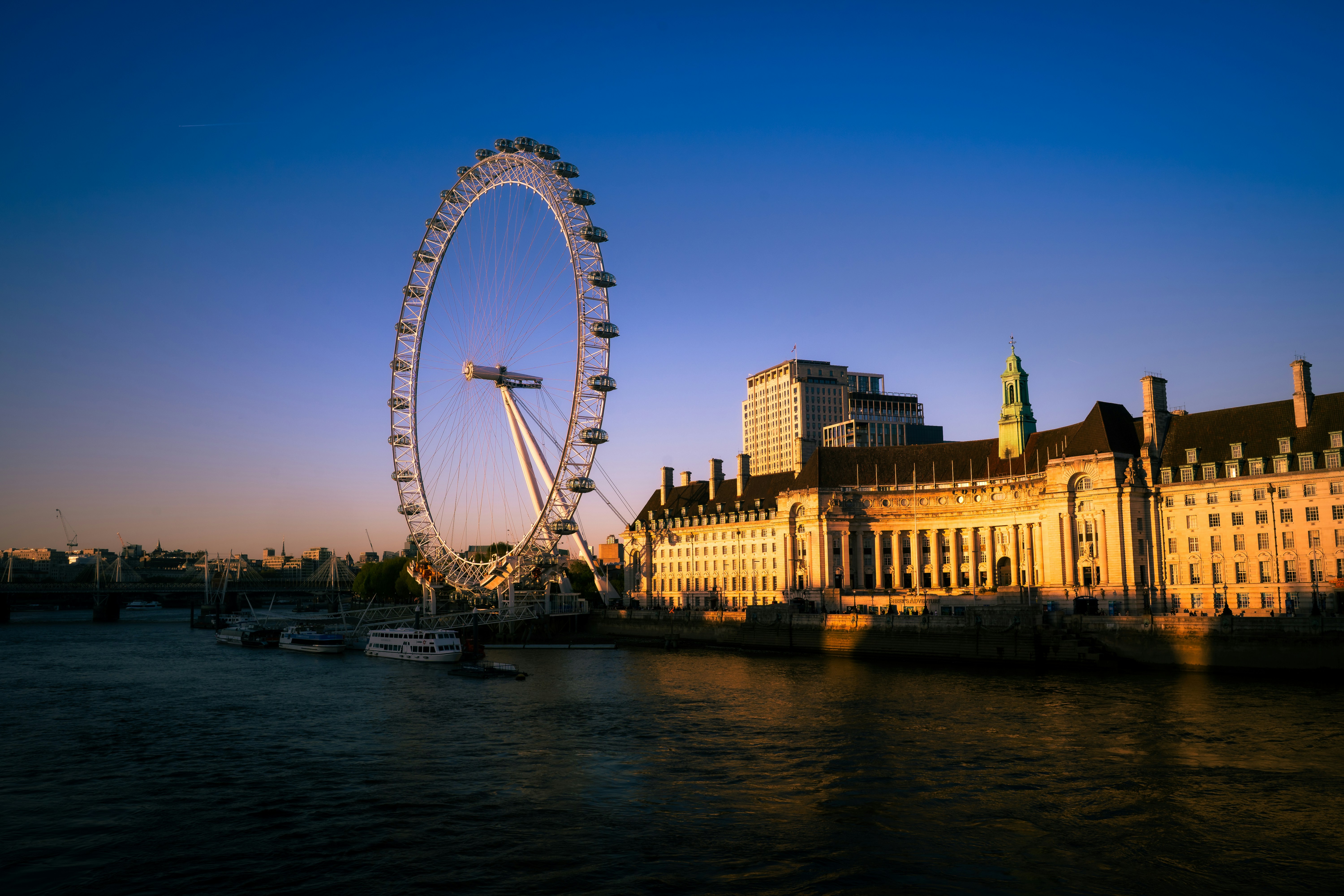 London Eye by the Thames at Golden Hour