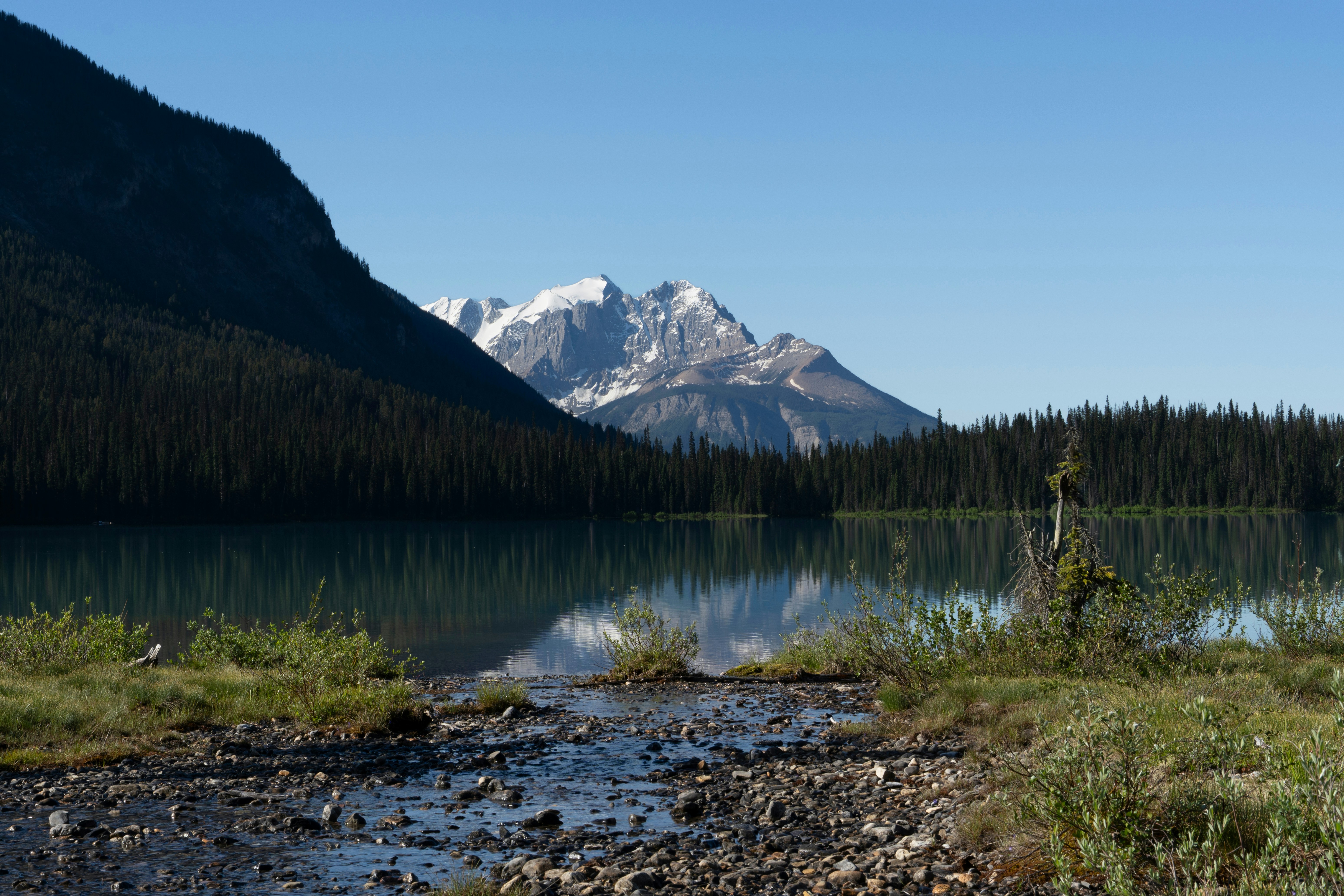Snow-Capped Peaks Embrace a Quiet Lake