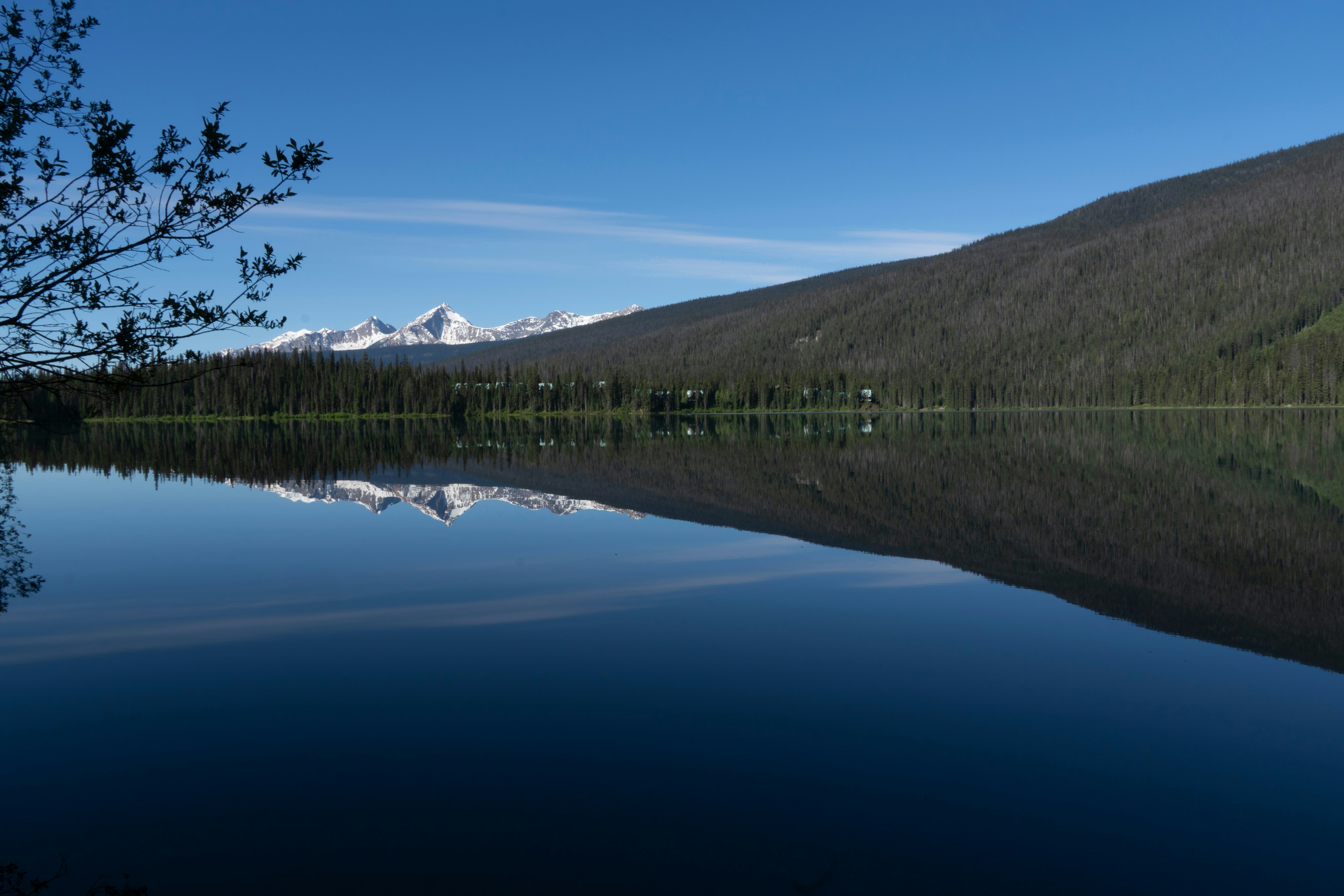 Mirror Lake at Dusk: Snow-capped Peaks and Calm Waters
