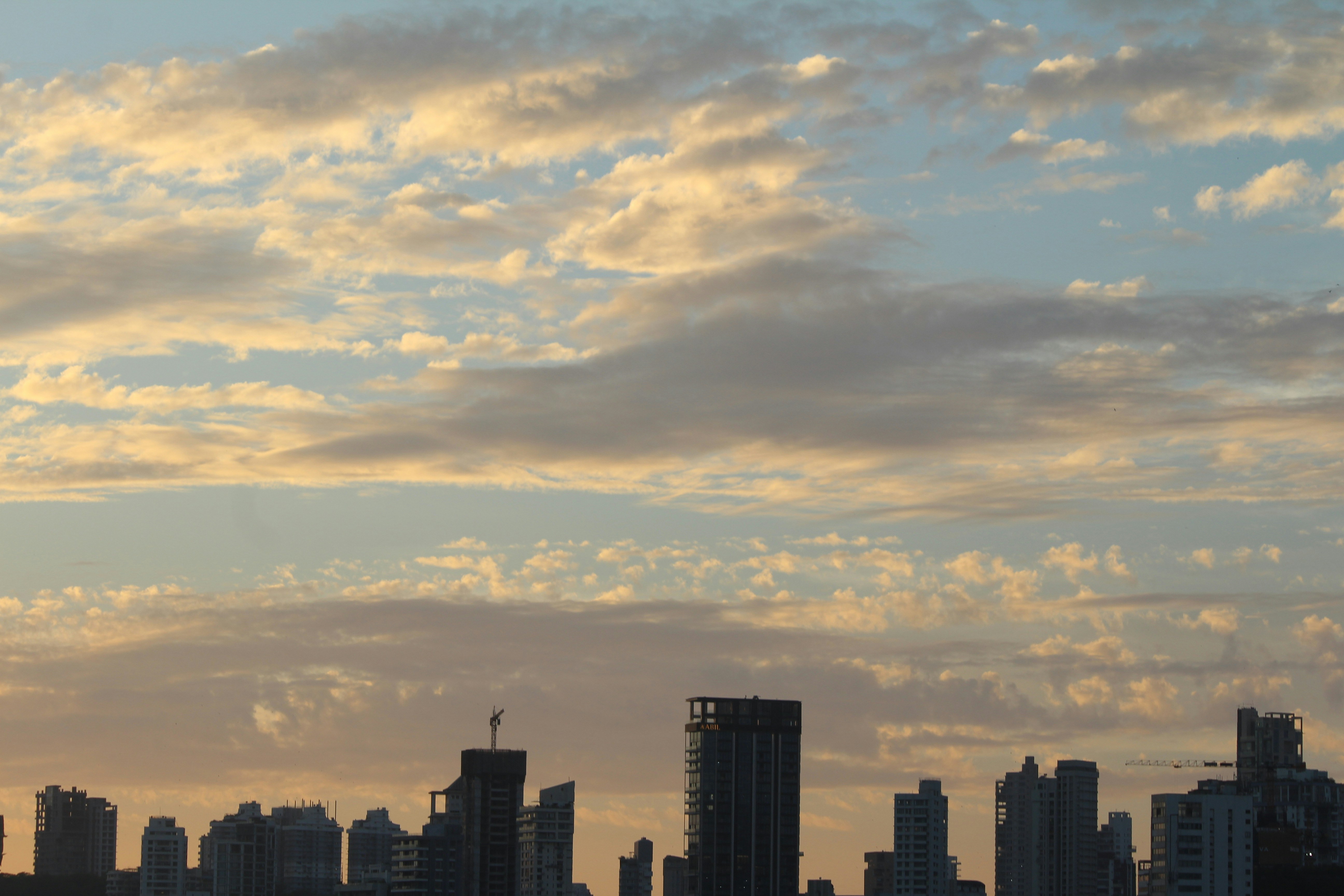 City Horizon at Dusk: Silhouettes Against a Warm Sky