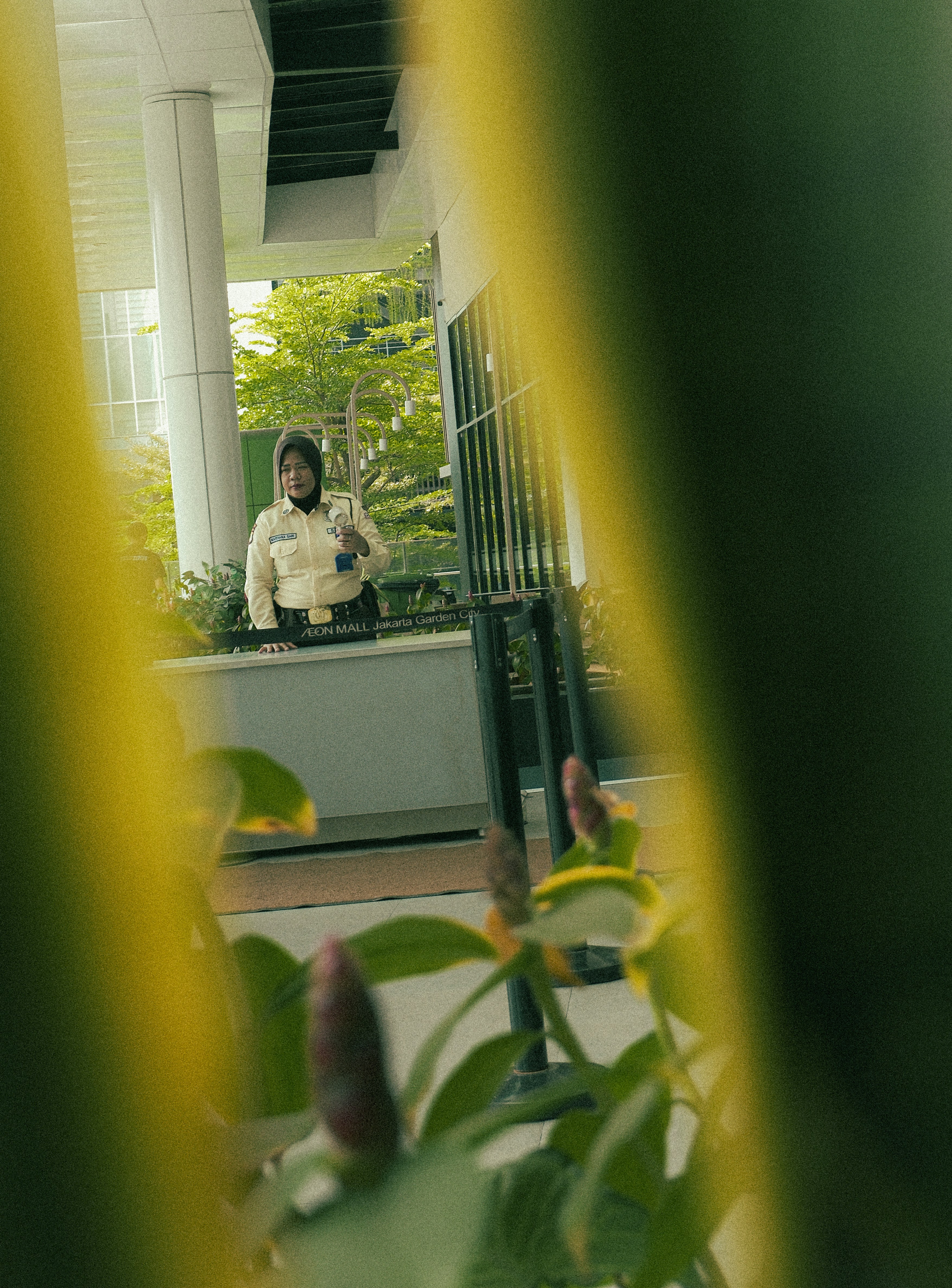 Through a Garden Gate: A Security Guard in the Frame