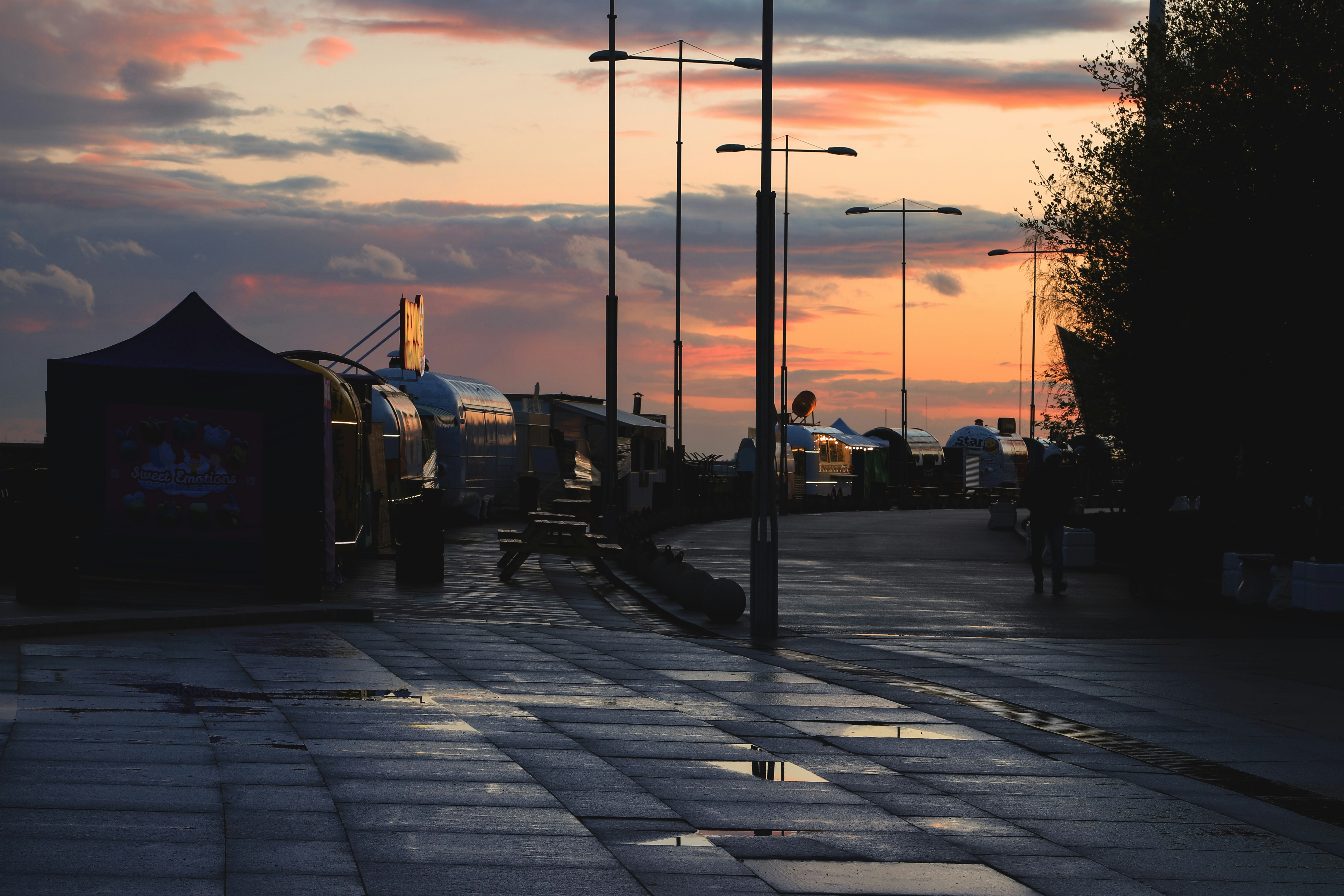 Dusk on the Promenade: Reflections and Railings