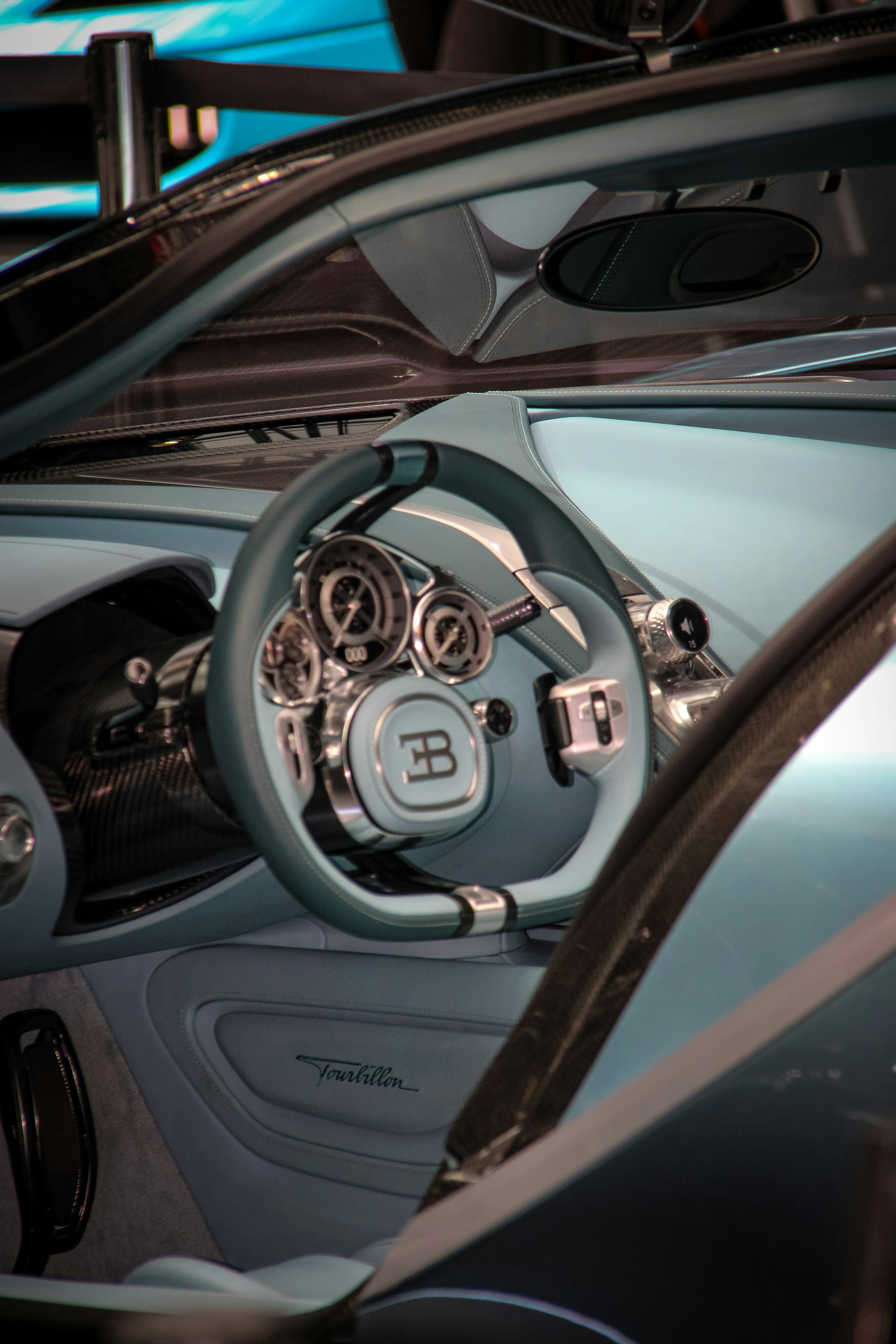 Lux Blue: Bugatti Cockpit in Soft Focus Luxury