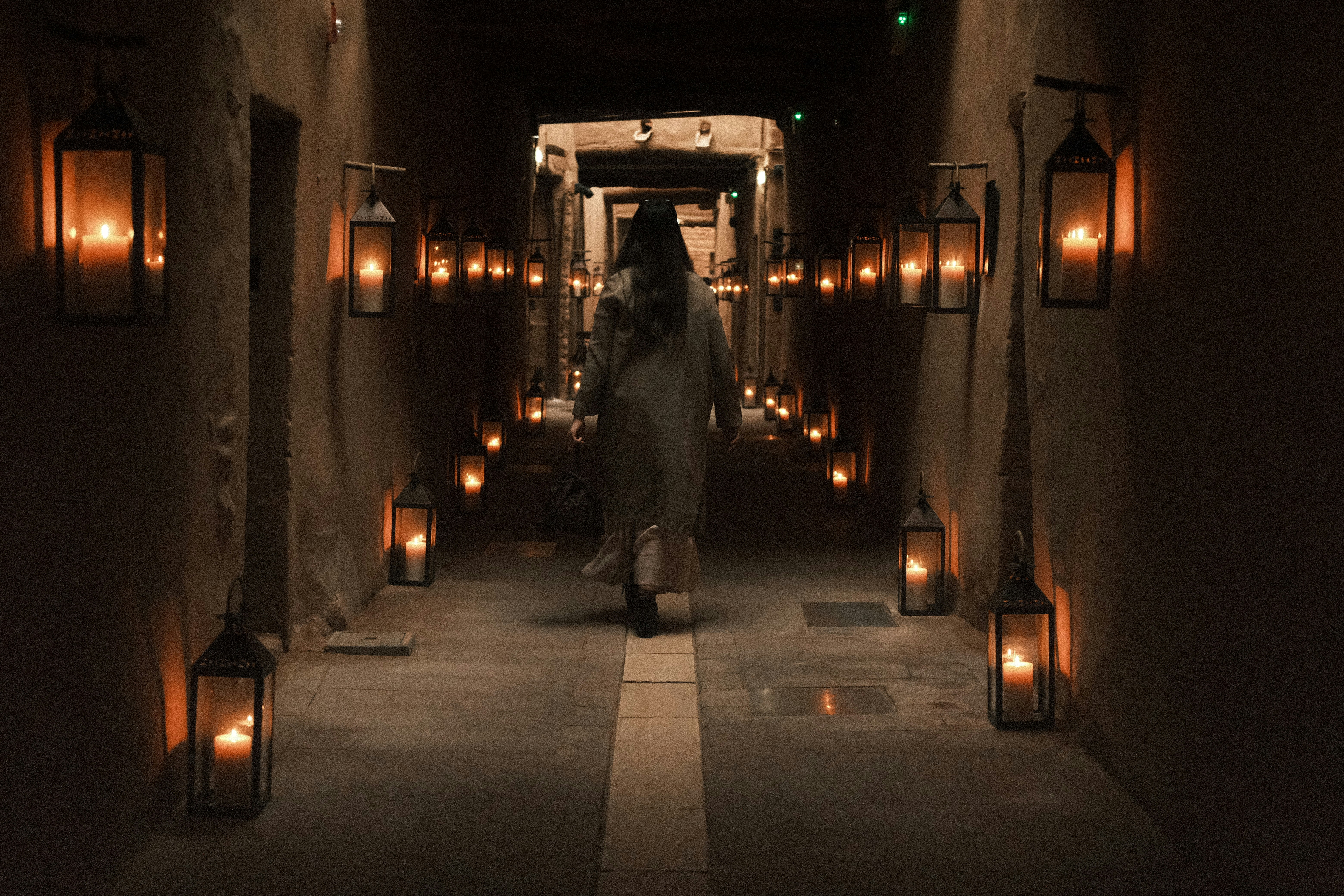 Lantern-lit Passage: A Quiet Exit into the Distant Hall