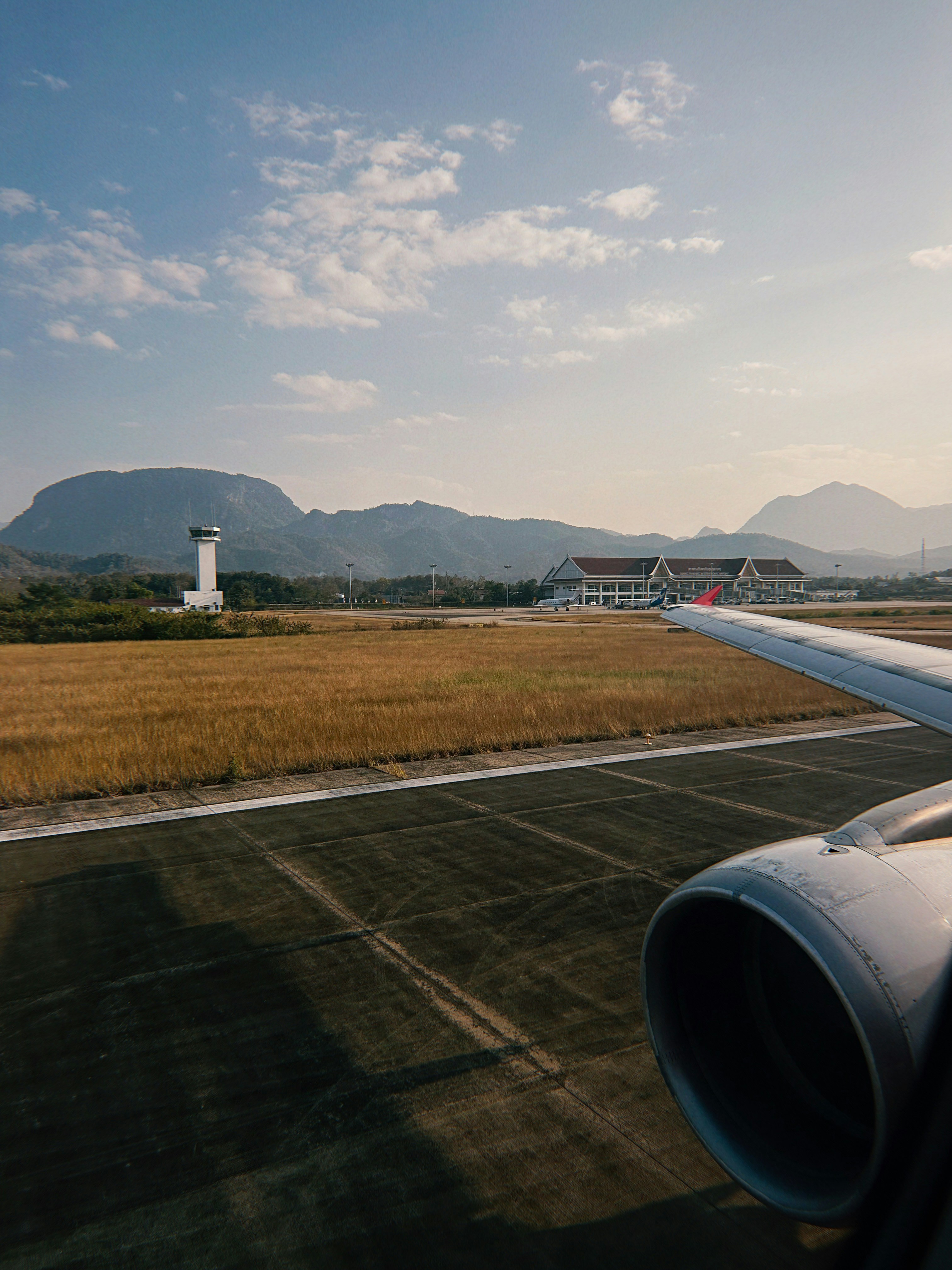 Wing Over Runway: Golden Field and Far Horizon