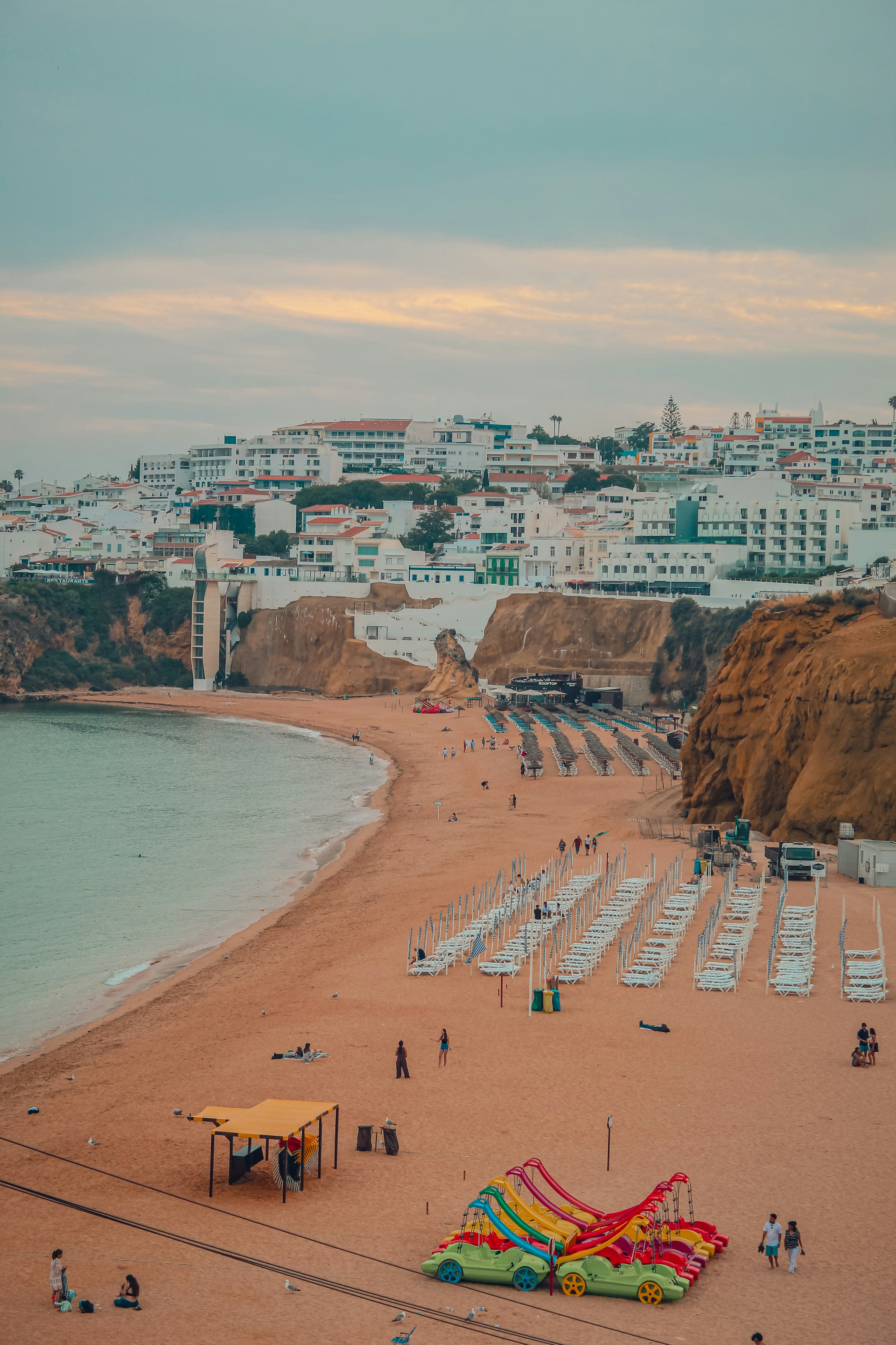 Clifftop Whitewashed Village Overlooking a Curved Sand Beach