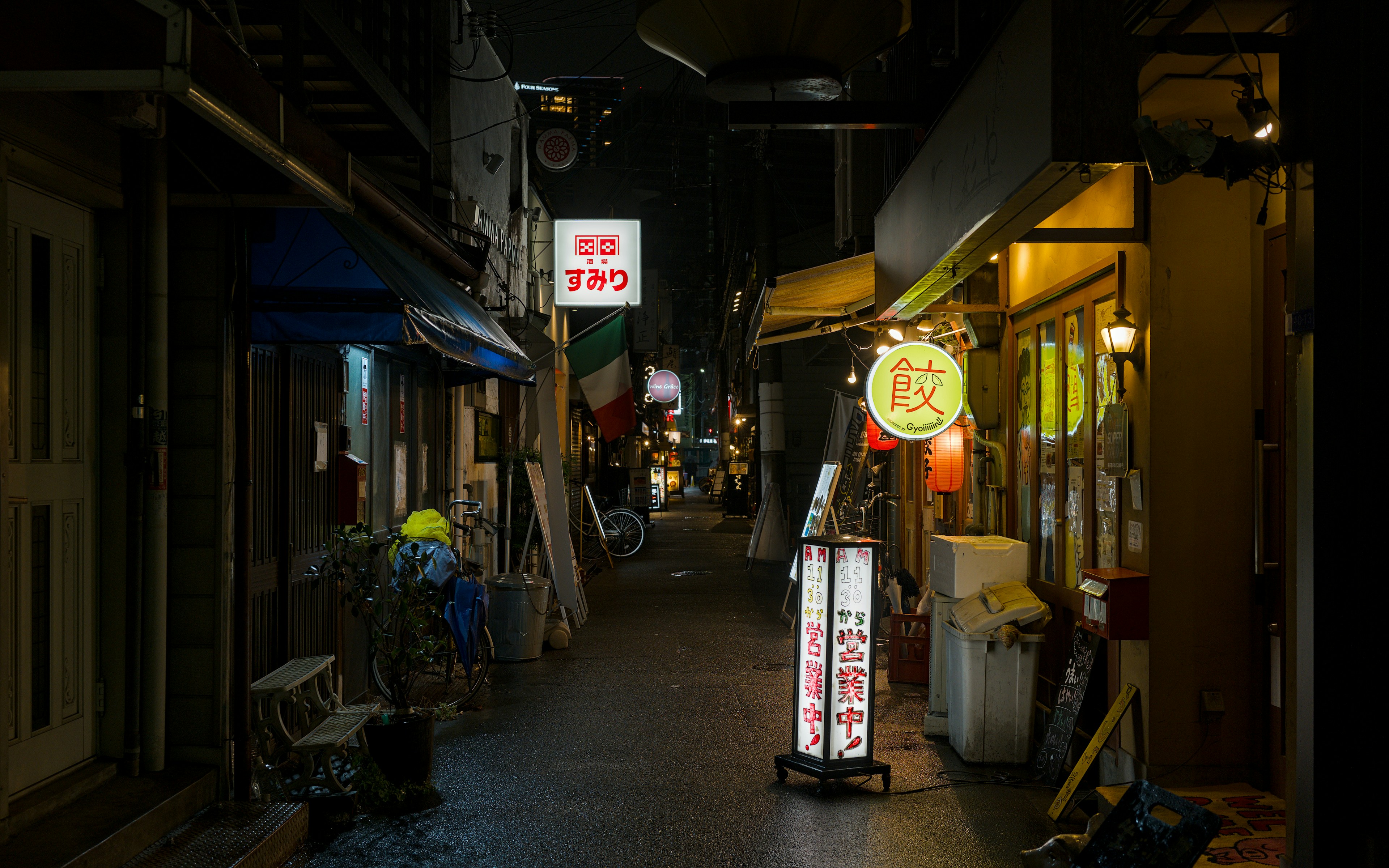 Neon Alley: Night Market Corridor with Warm Lanterns