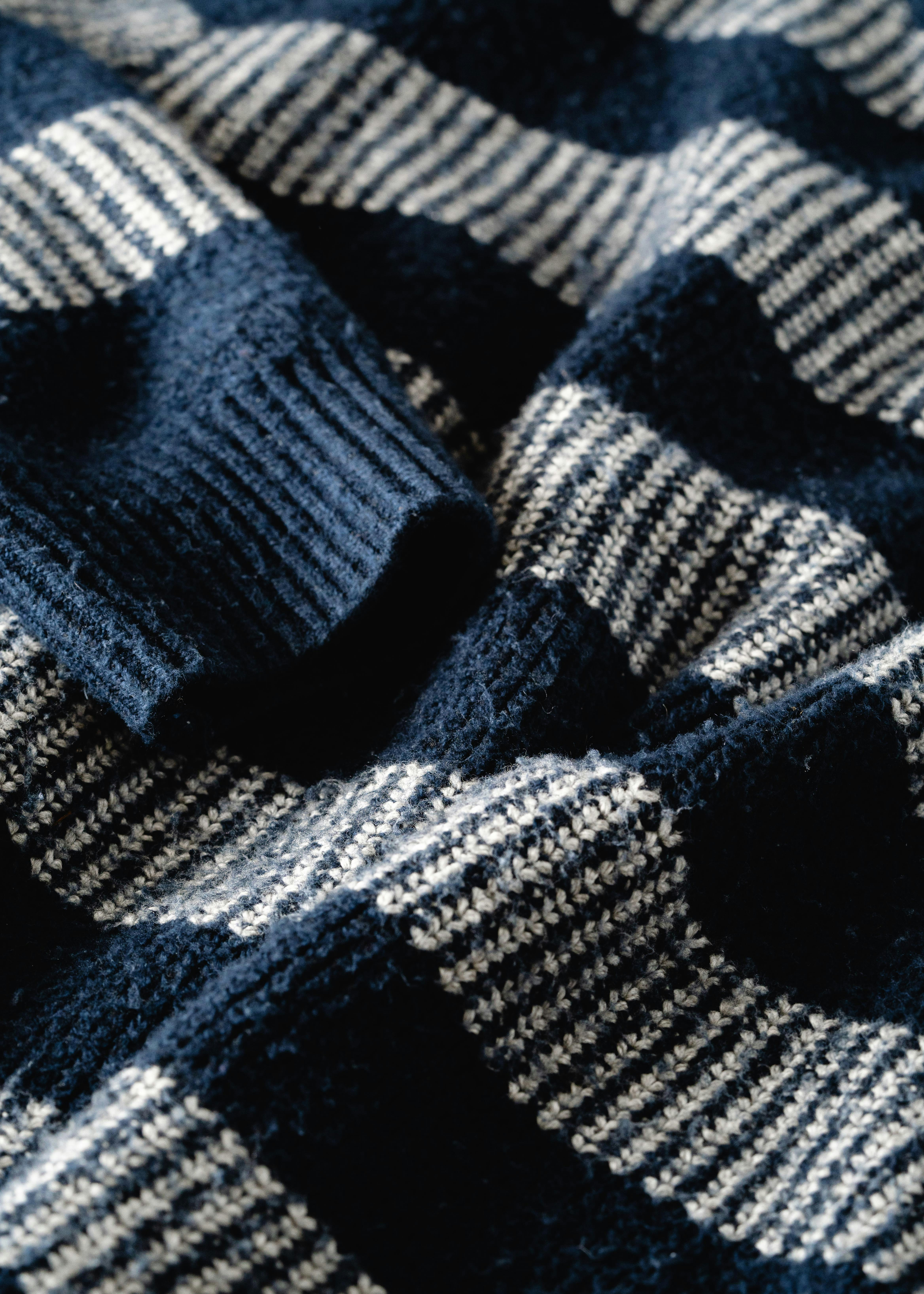 Coiled Stripes: Texture and Shadow in Navy Knit