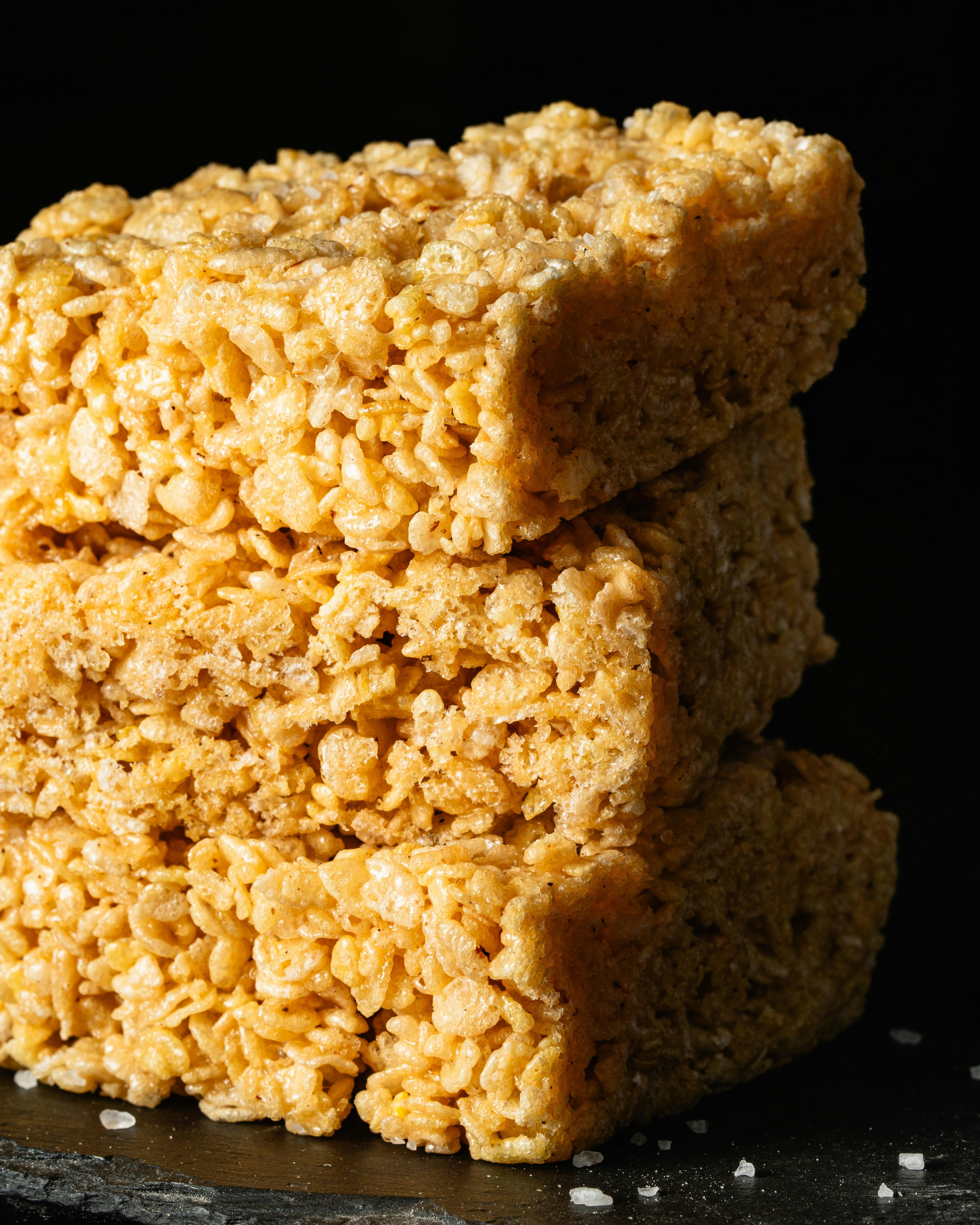 Triple Block Crunch: Stack of Golden Rice Puff Treats
