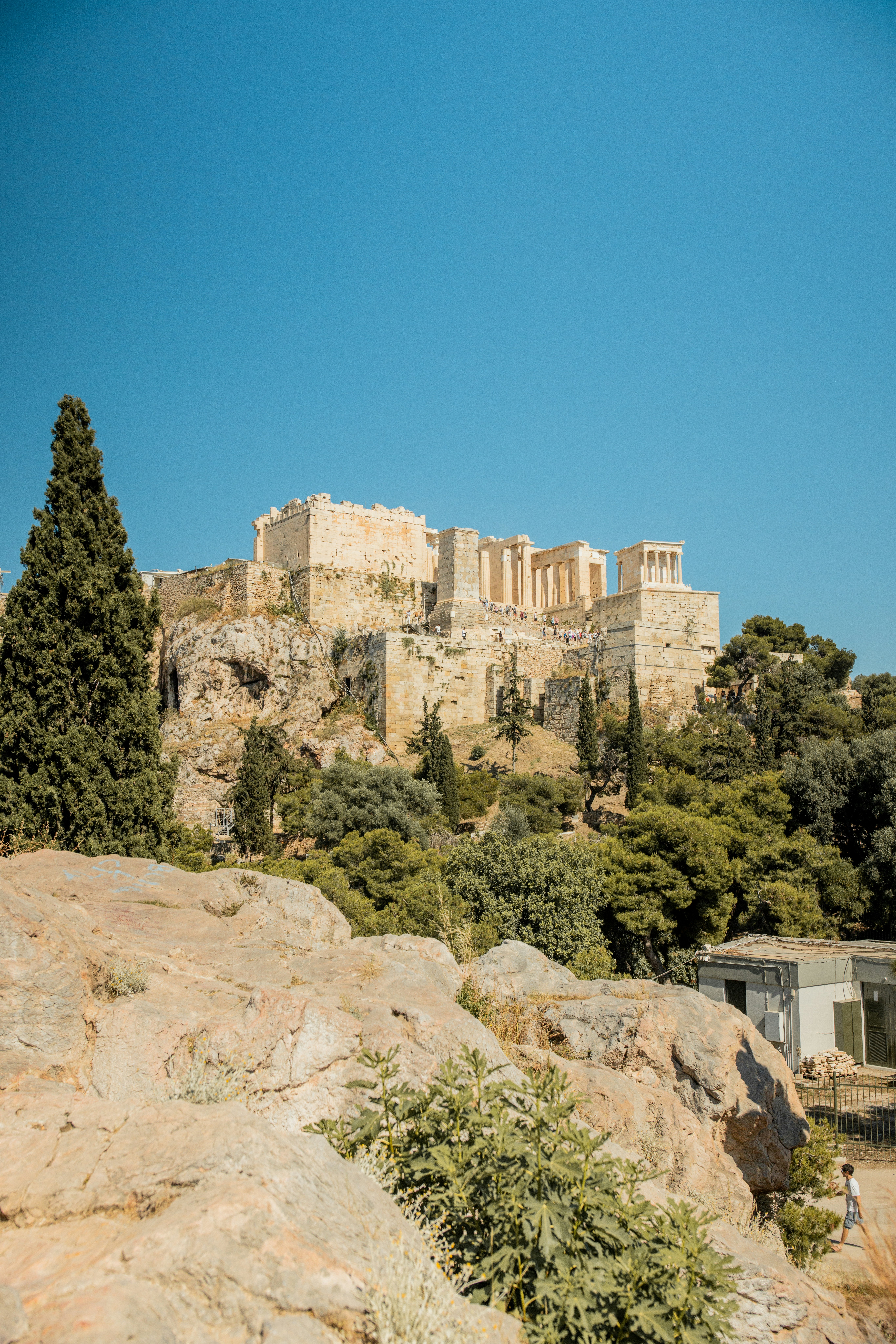 Ancient Citadel Reaching Toward a Clear Sky