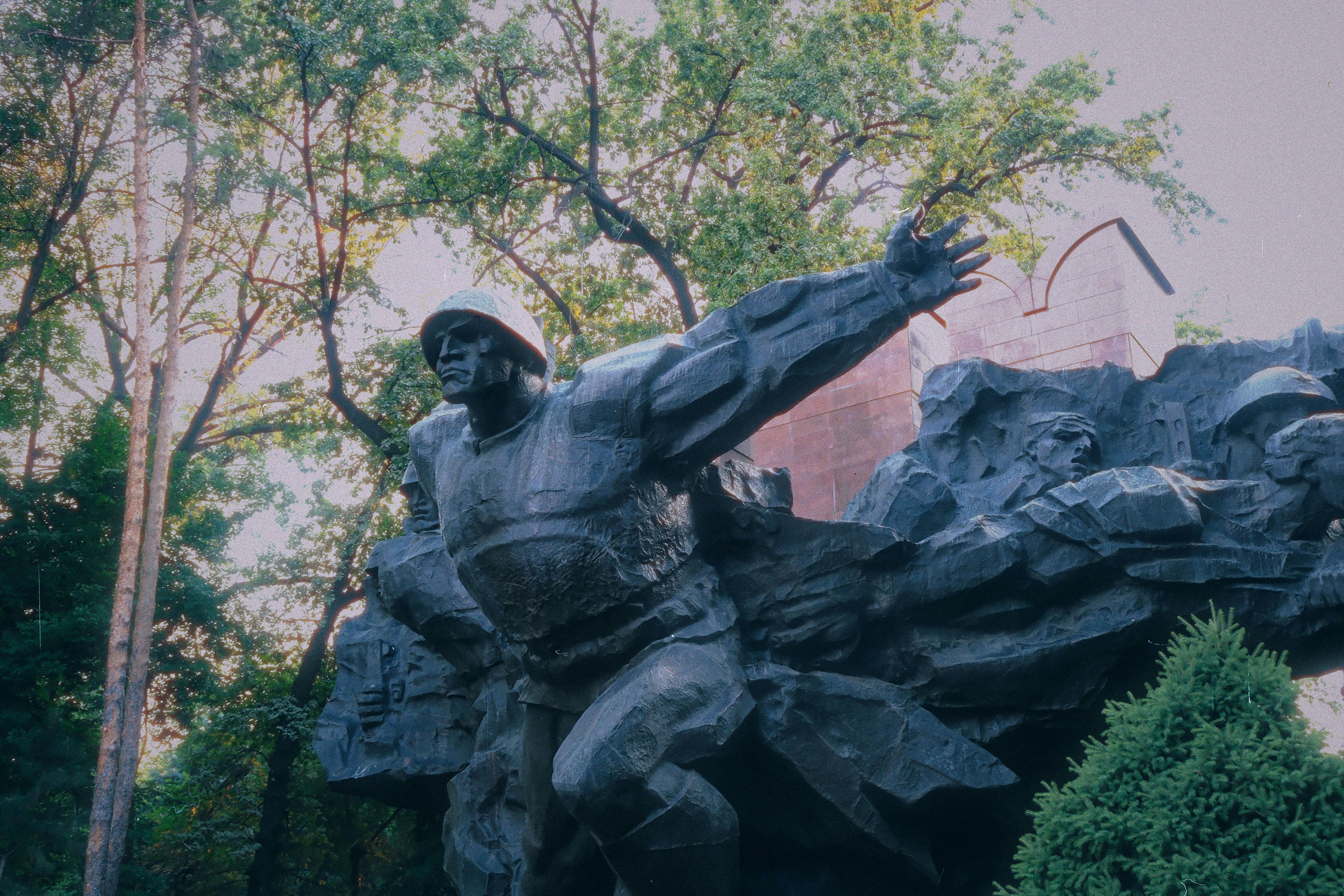Heroic Figure Risen from Stone: A Monumental Moment in Depth
