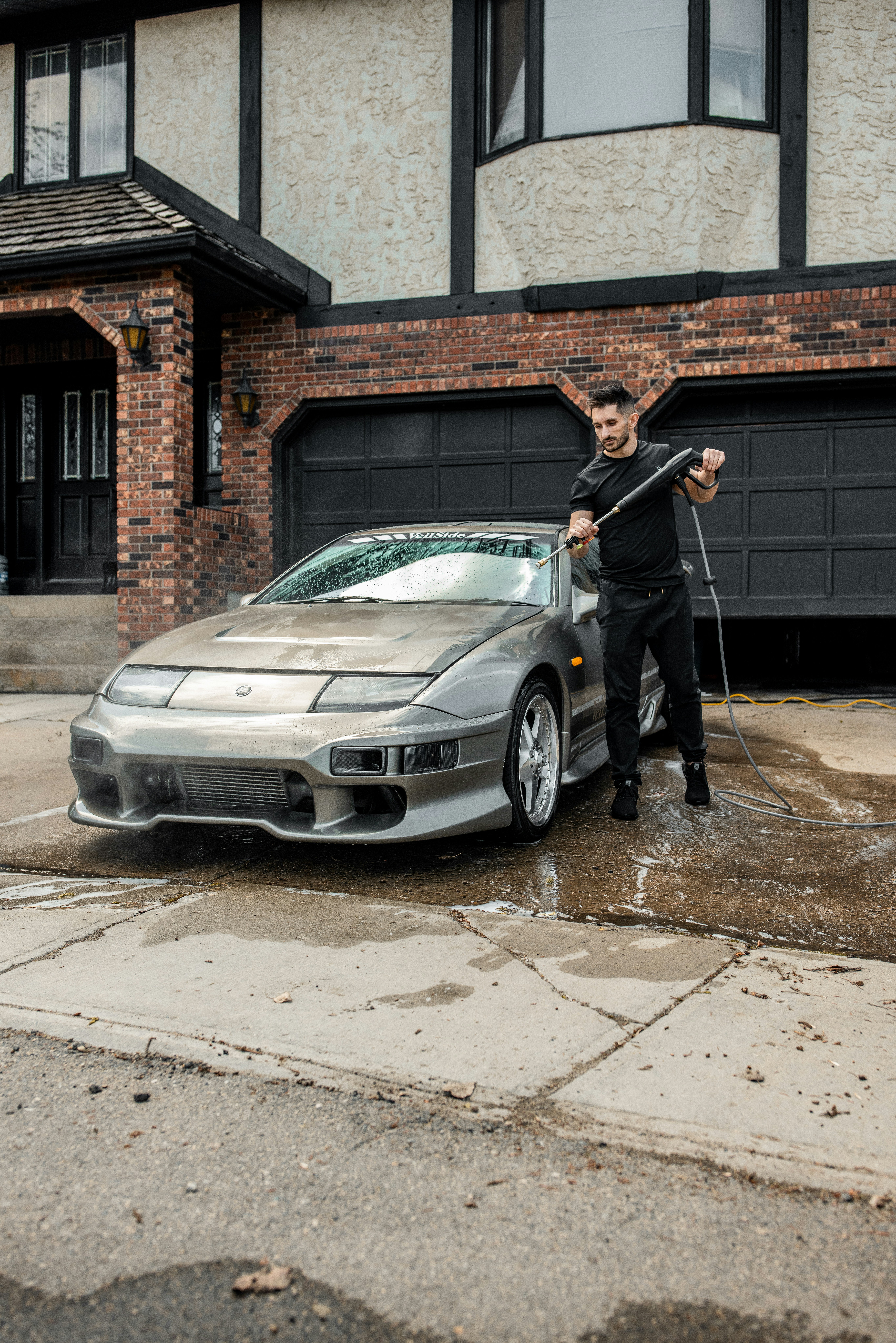 Power Wash in Focus: A Car Care Session by the Garage Lights