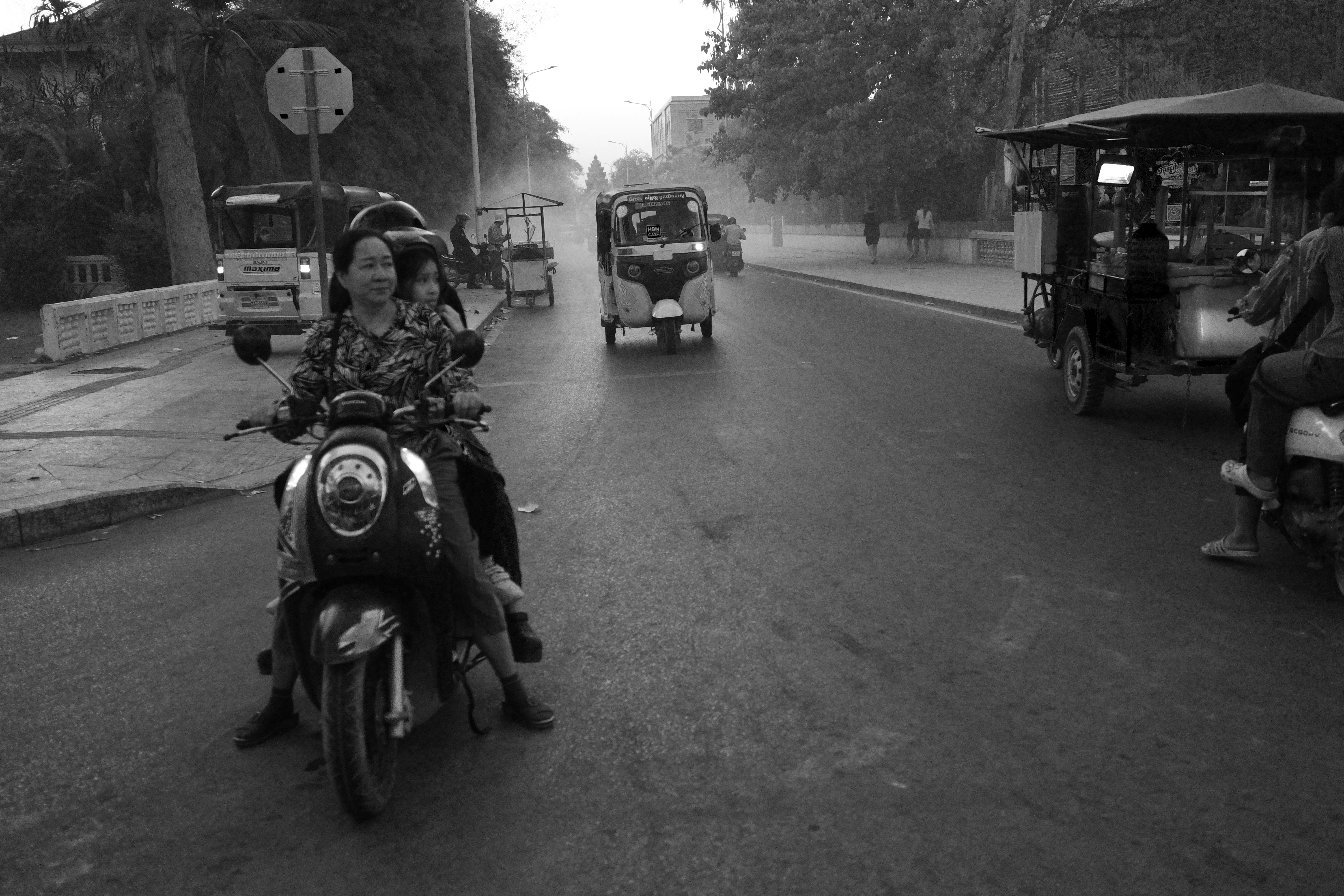 Oncoming Street: A Quiet Moment on a Busiest Road