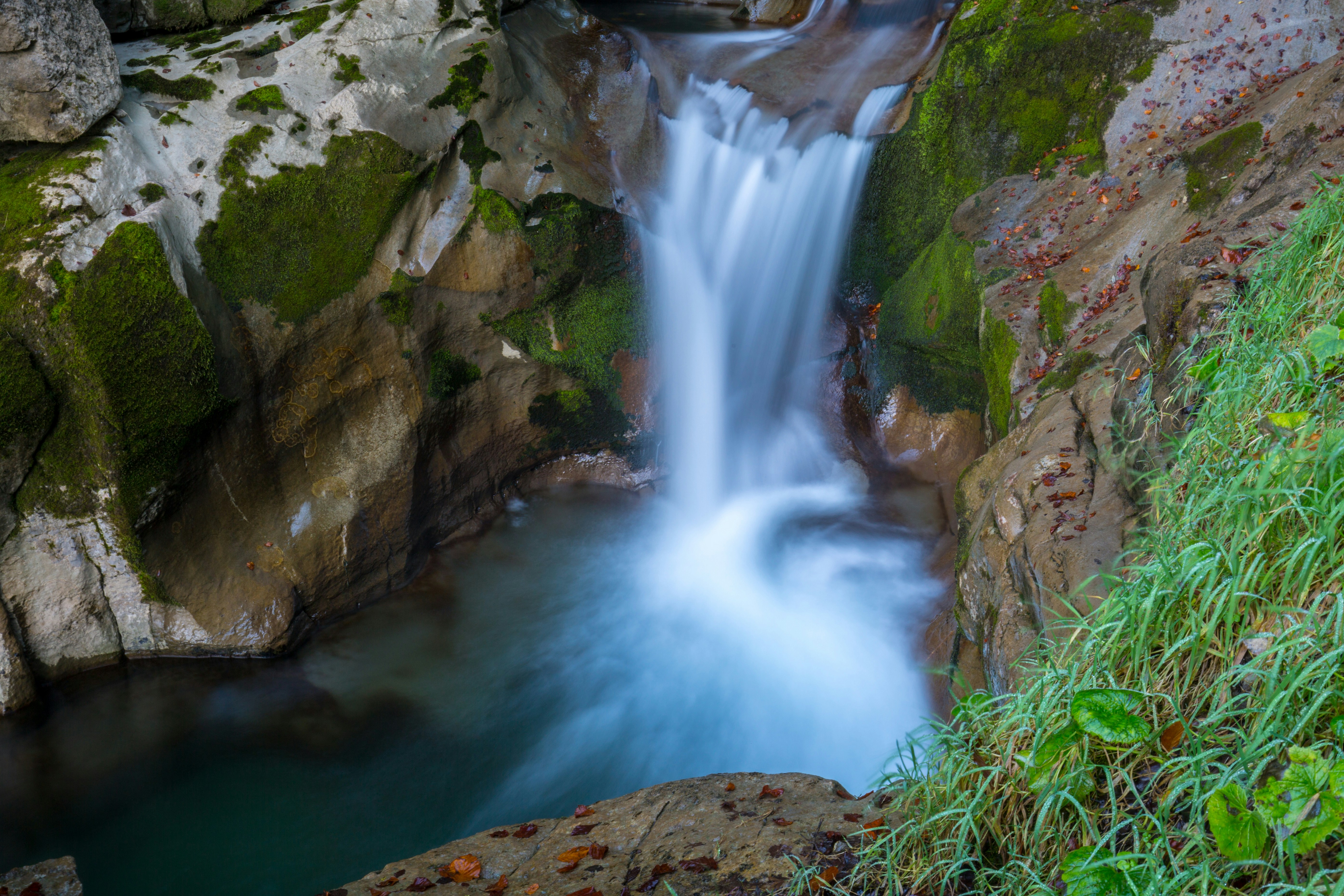 Whispering Cascade in a Mossed Gorge