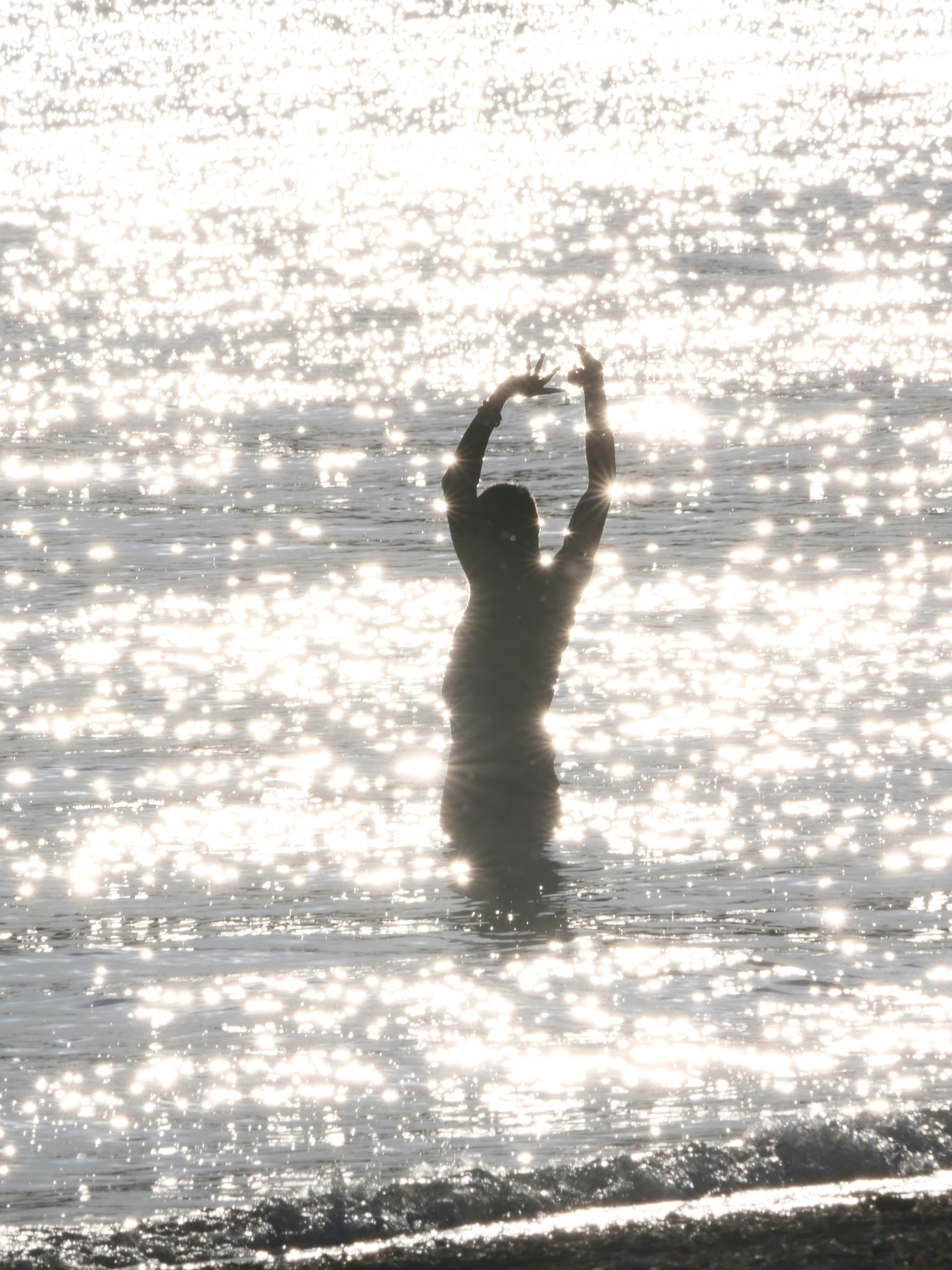 Glittering Pose: A Silhouetted Dancer Emerges from the Sea of Light