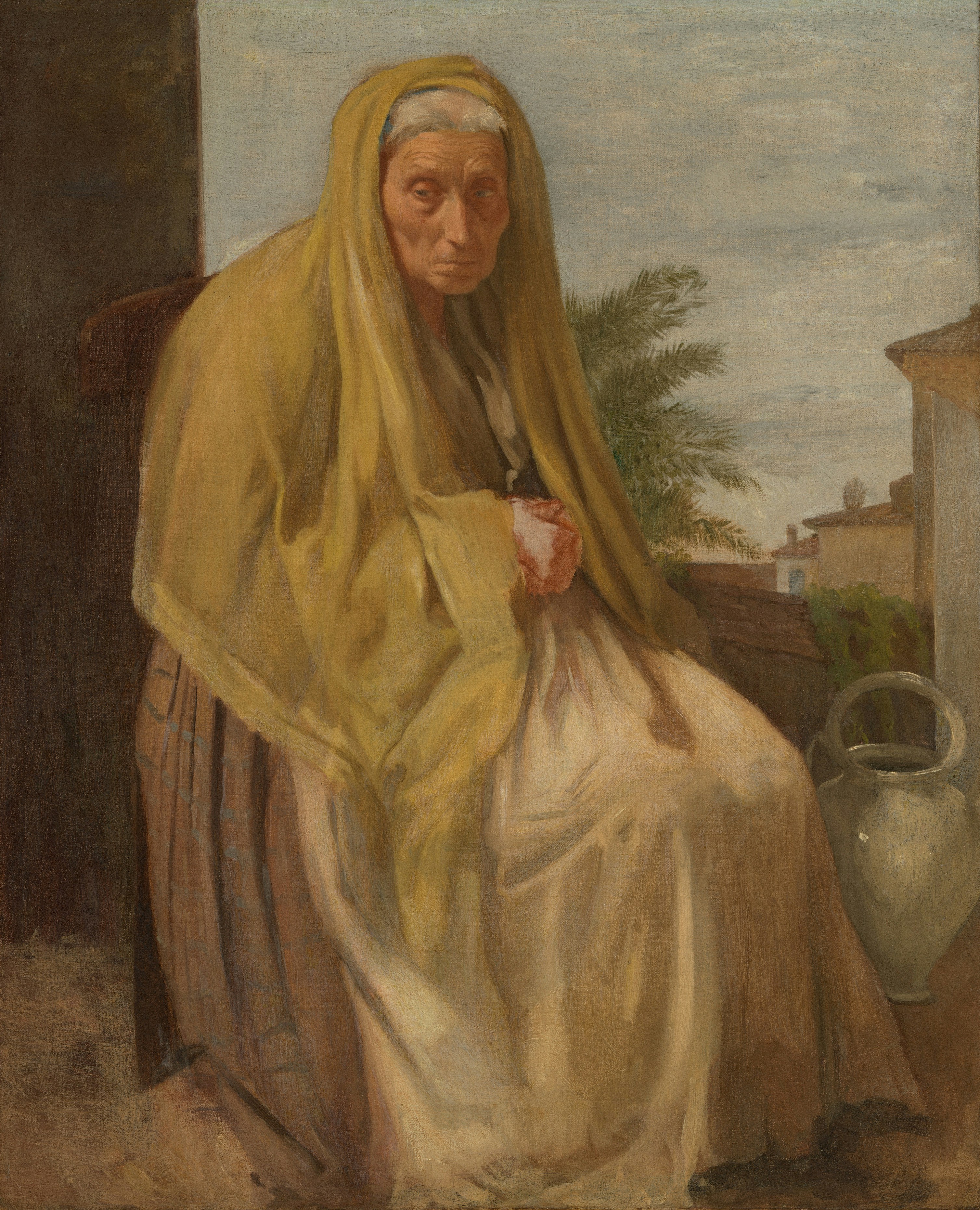 Title: The Old Italian Woman,Artist: Edgar Degas (French, Paris 1834–1917 Paris),Date: 1857,Medium: Oil on canvas,Dimensions: 29 1/2 x 24 in. (74.9 x 61 cm),Classification: Paintings,Credit Line: Bequest of Charles Goldman, 1966,Object Number: 66.65.2,Curatorial Department: European Paintings. http://www.metmuseum.org/art/collection/search/436120