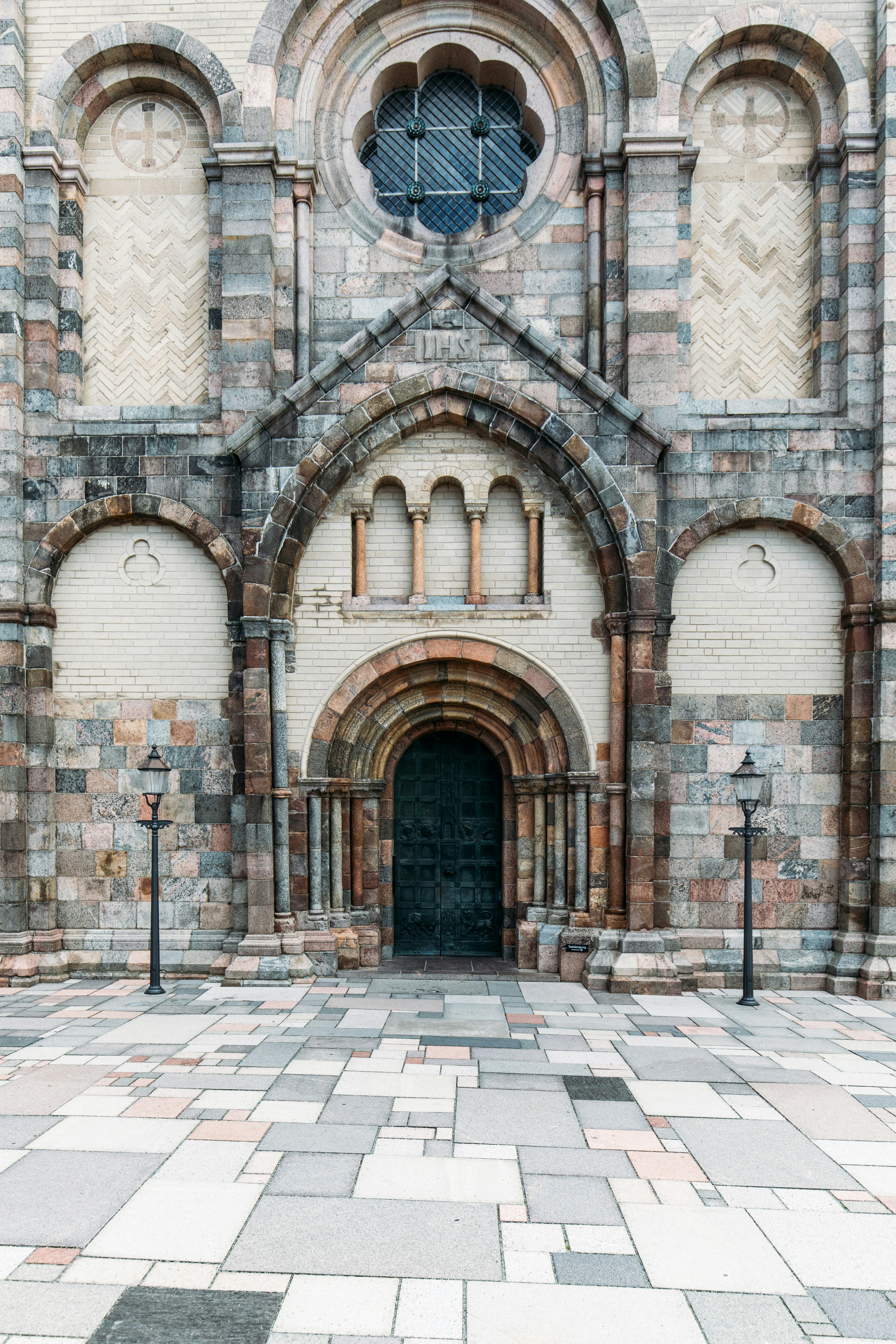 Arched Portal of Stone: A Cathedral Facade in Symmetrical Reverie