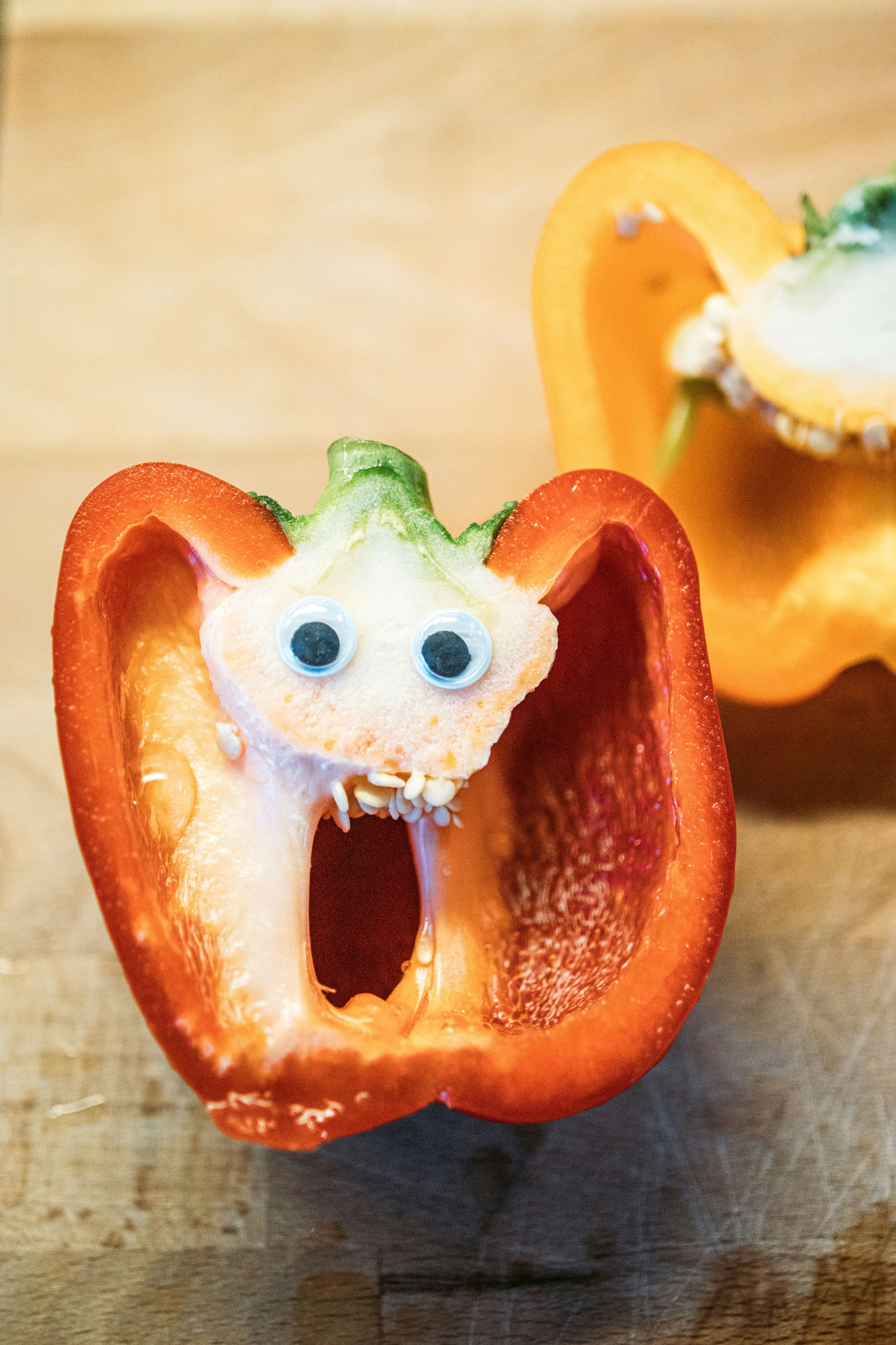 Peppered Pepper Faces: A Bell Pepper with Cartoonish Surprise