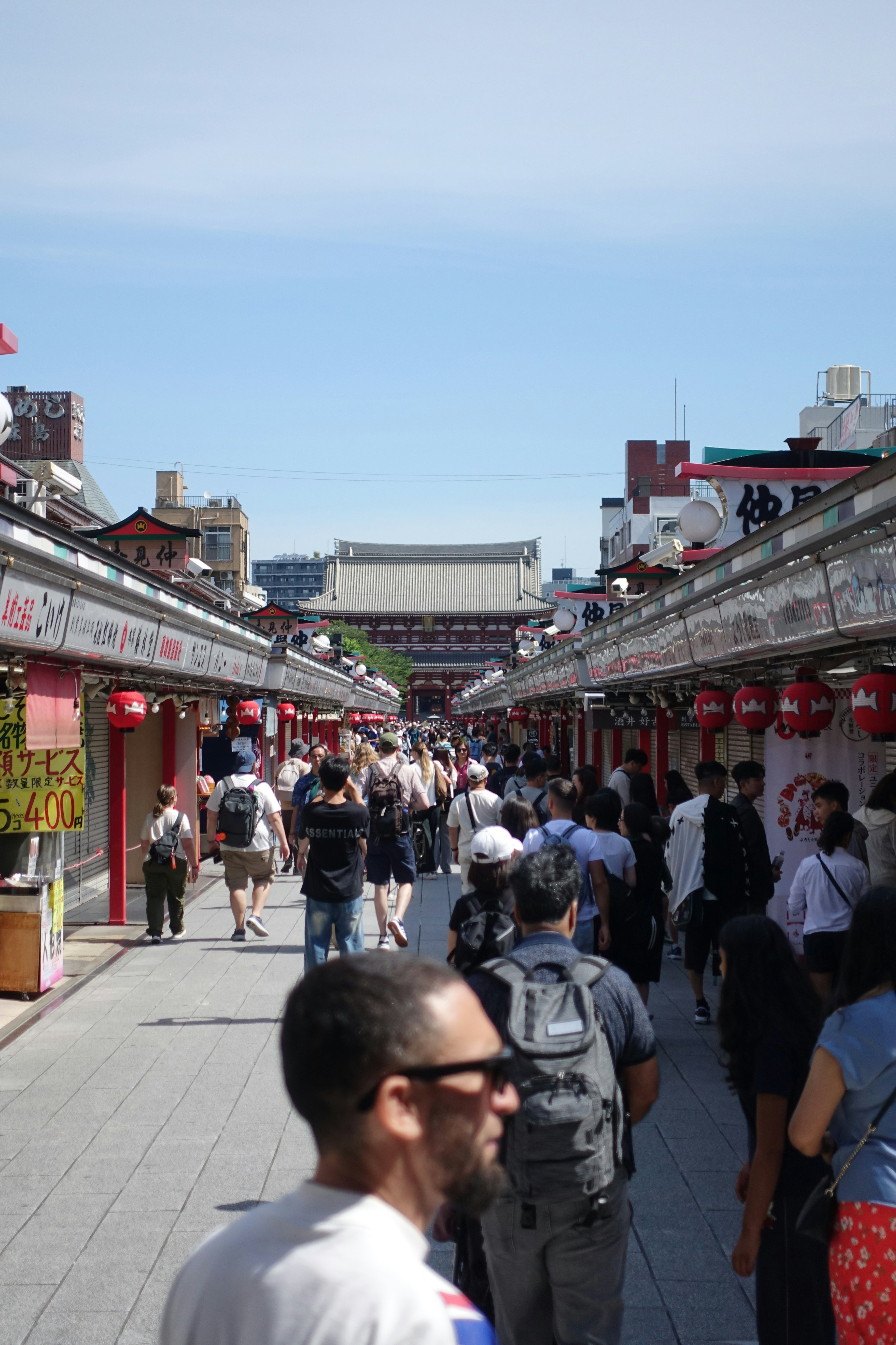 Crowded Nakamise Street Converges on the Temple Gate