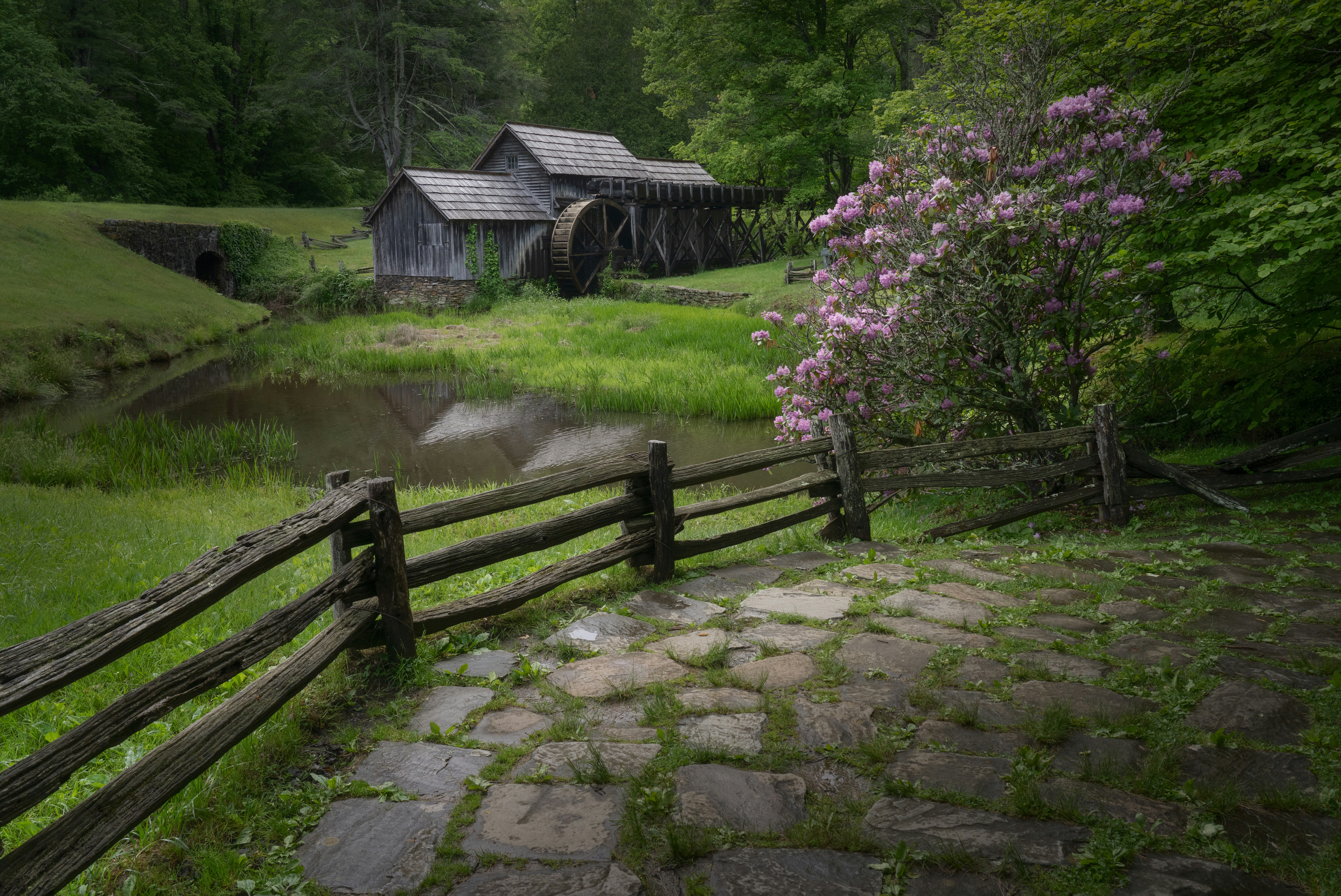 Waterwheel Quietude by the Stone Path