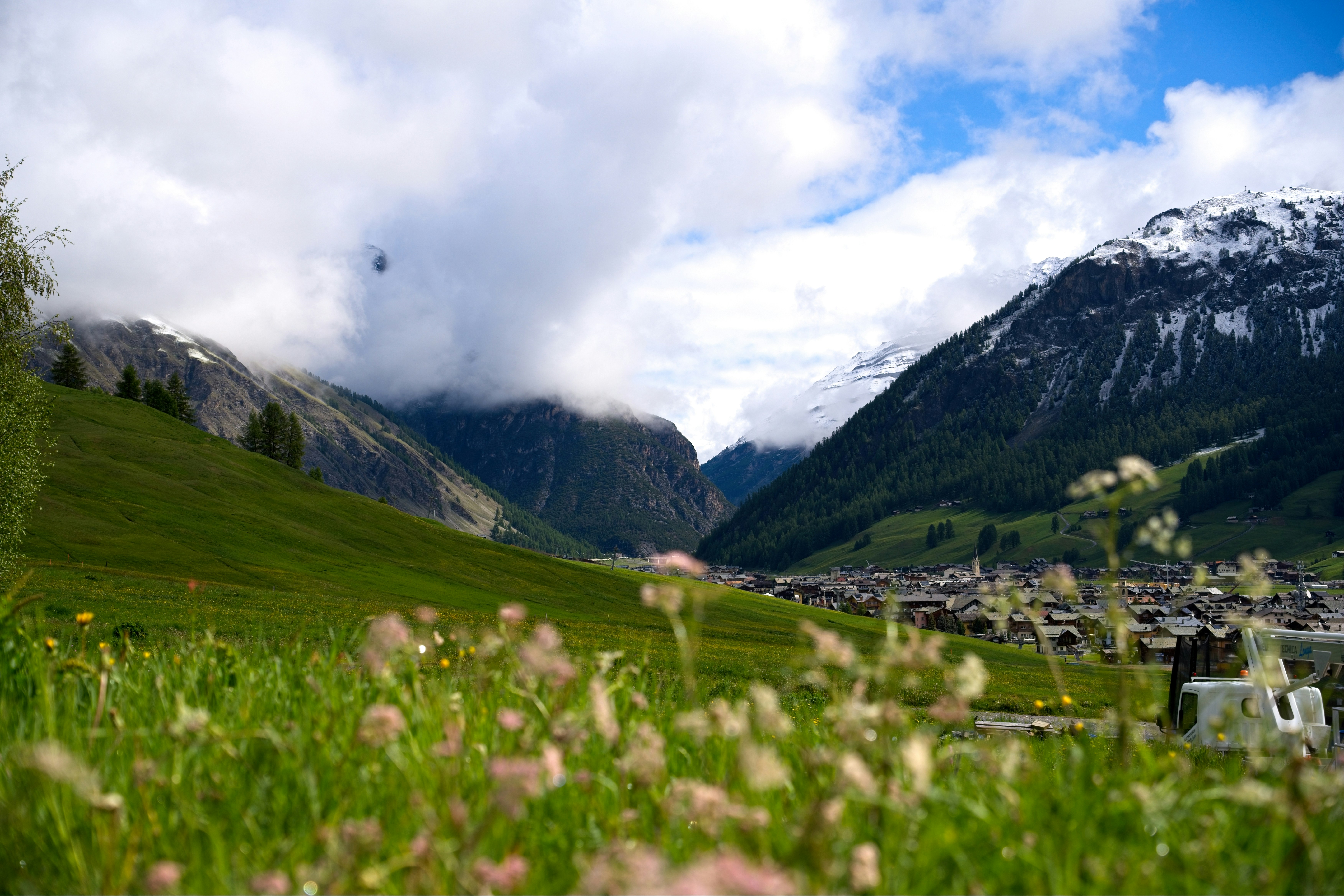 Pasture Ridge Under Clouded Peaks
