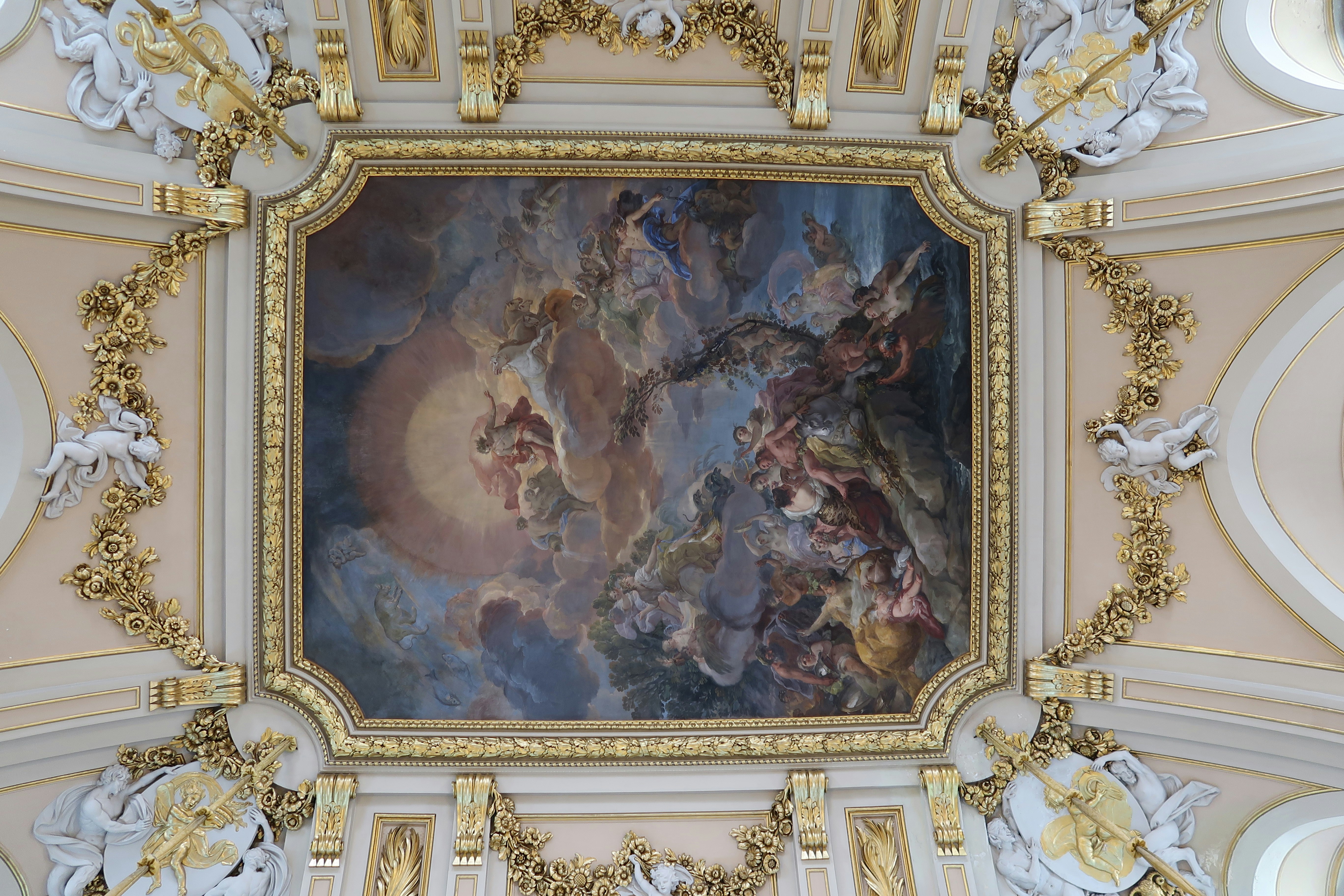 Celestial Tableau Adorned in Gold: A Baroque Vault of Myth and Light