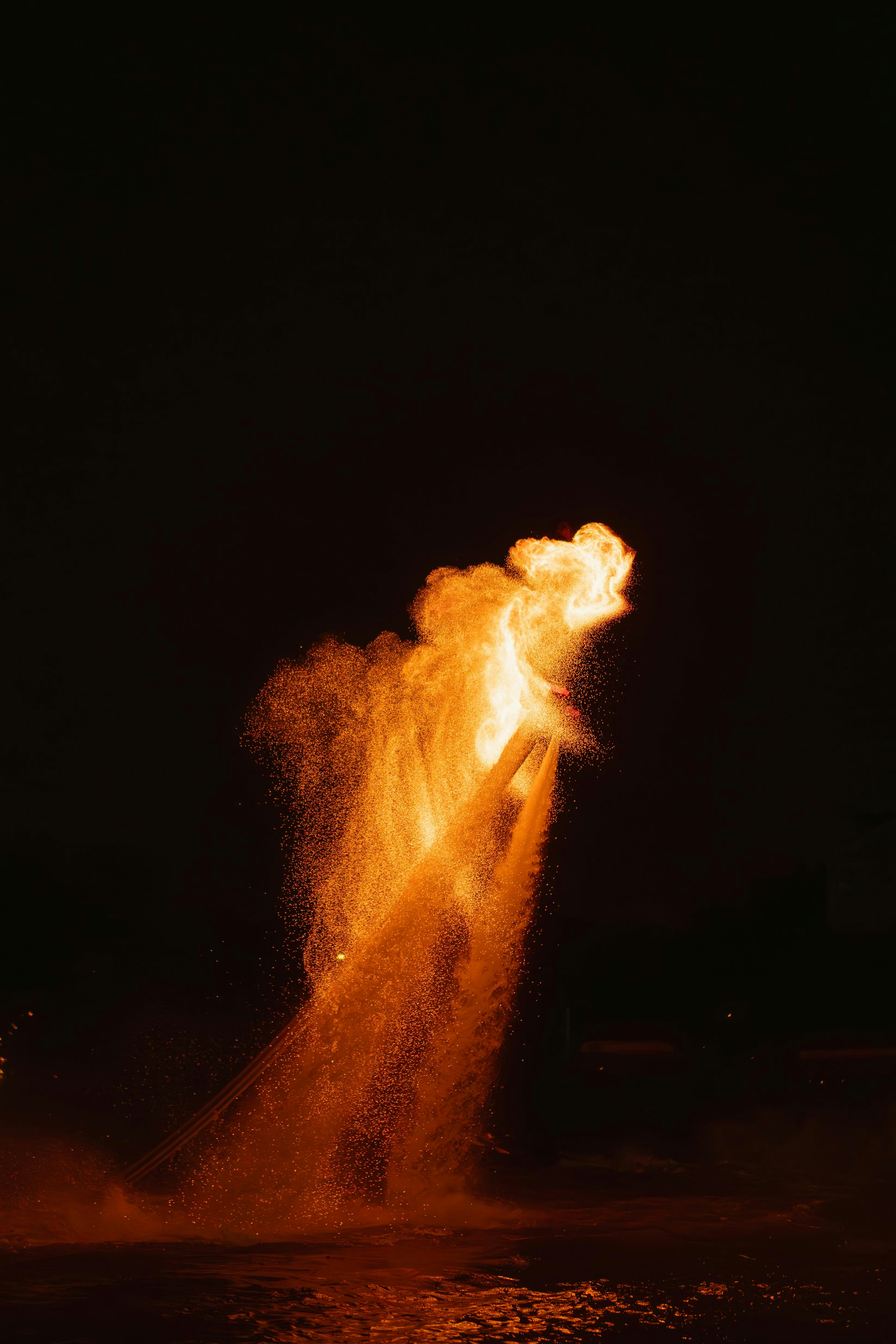 Inferno Propel: Night Launch with a Glowing Plume