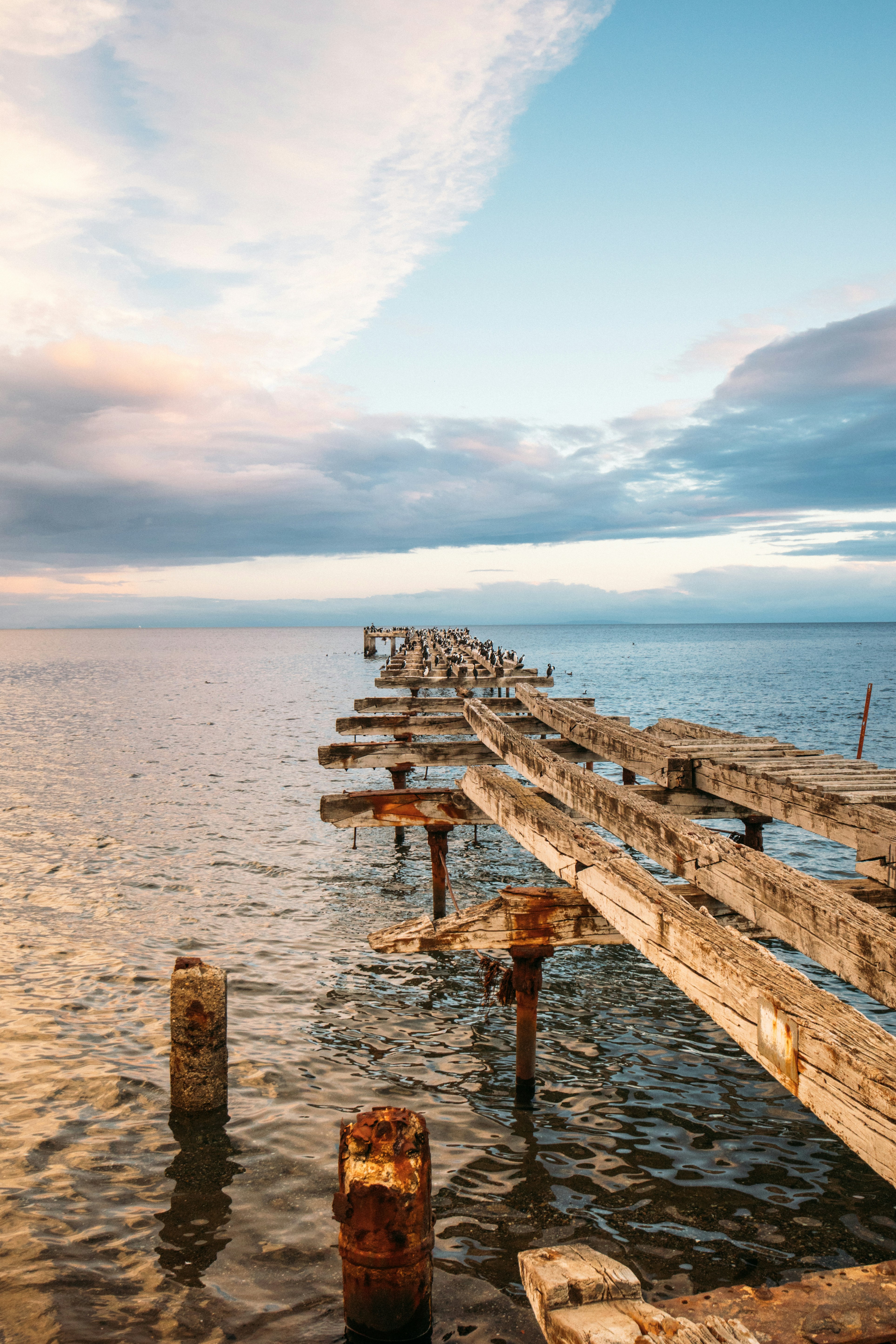Weathered Pier Reaching into a Calm Horizon