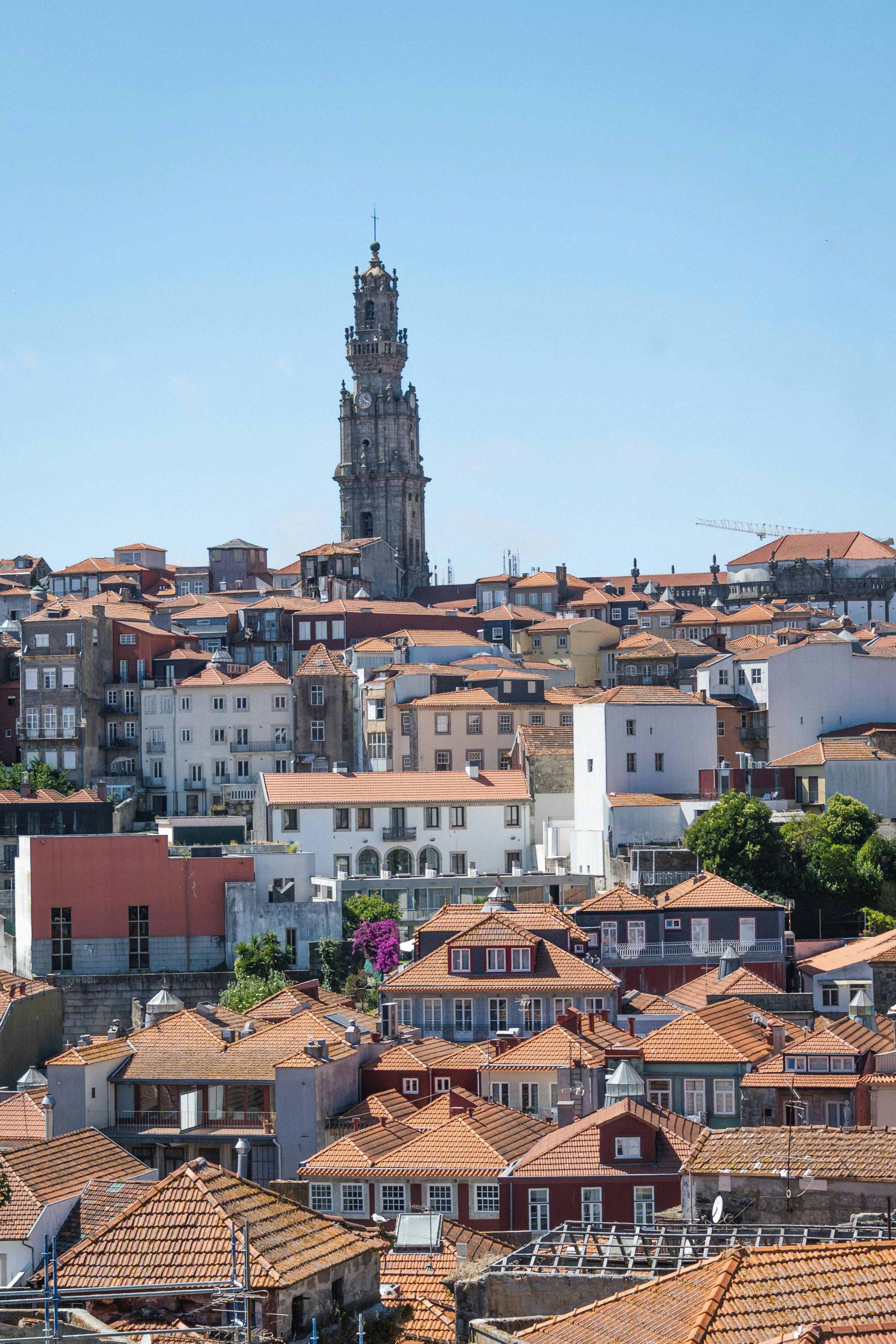 Towering Clockwork: A Coastal Portuguese Hillside under a Clear Sky