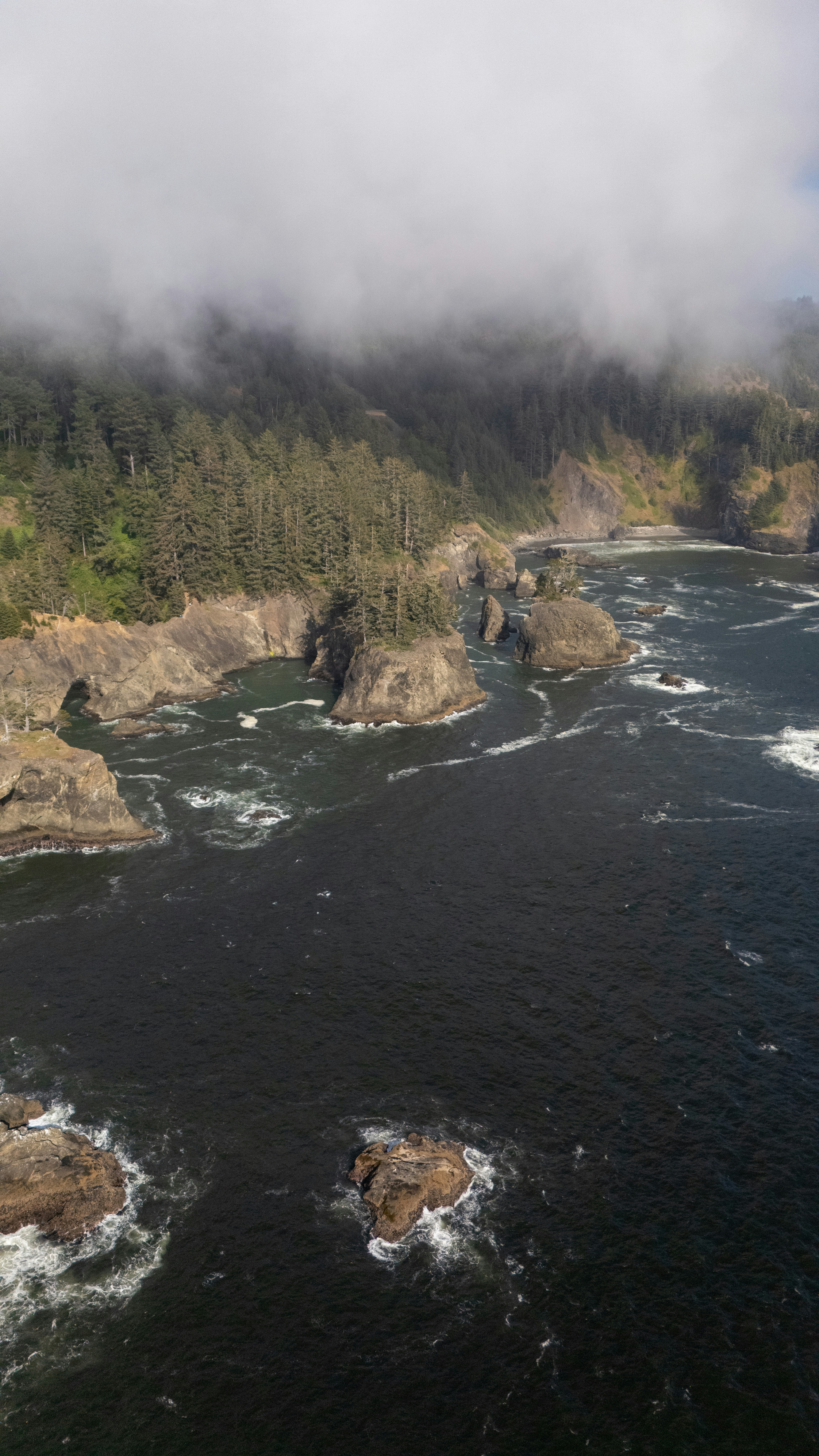 Rugged Pacific Bluffs Beneath Low Clouds
