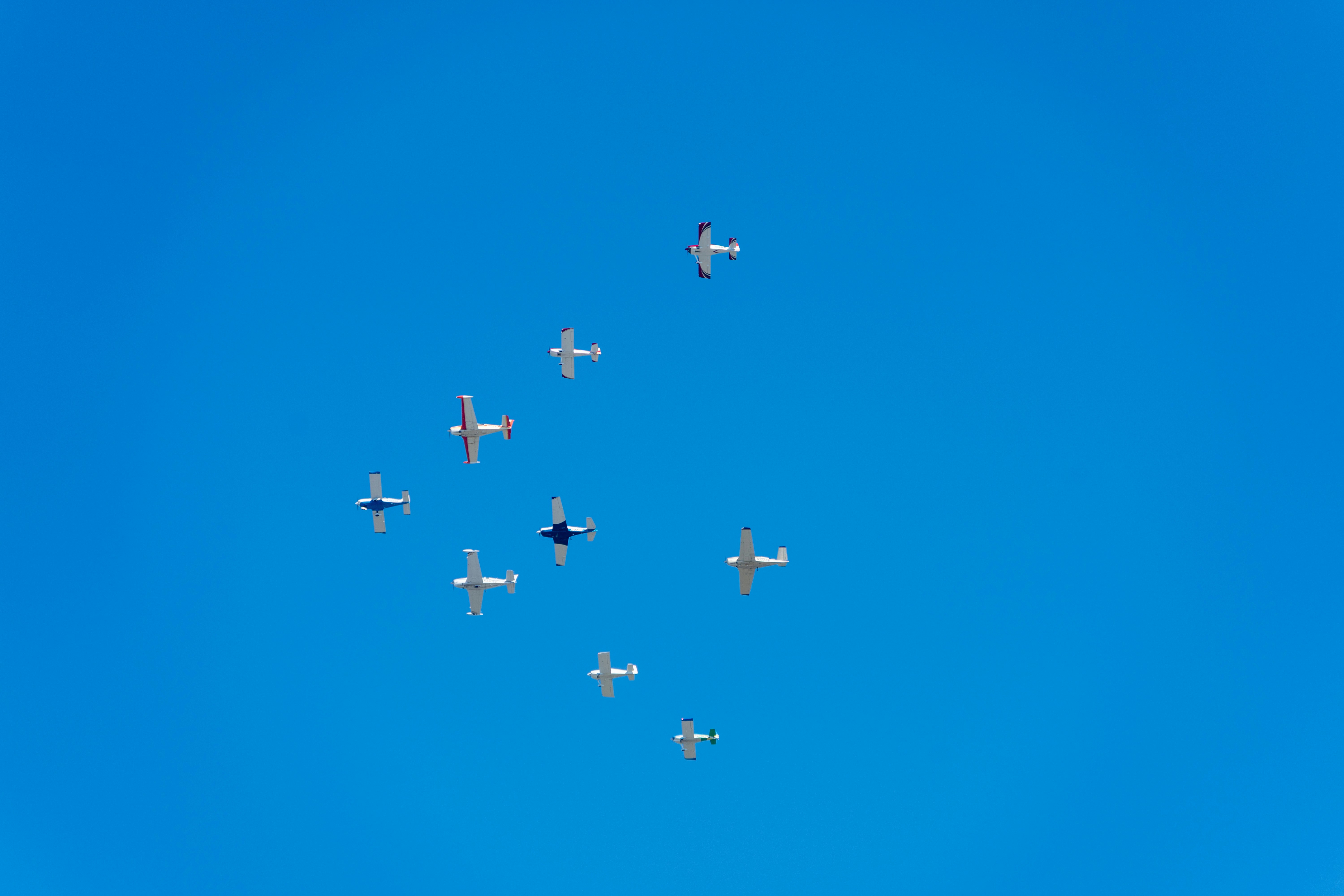 Formation of White Wings Against a Cerulean Sky