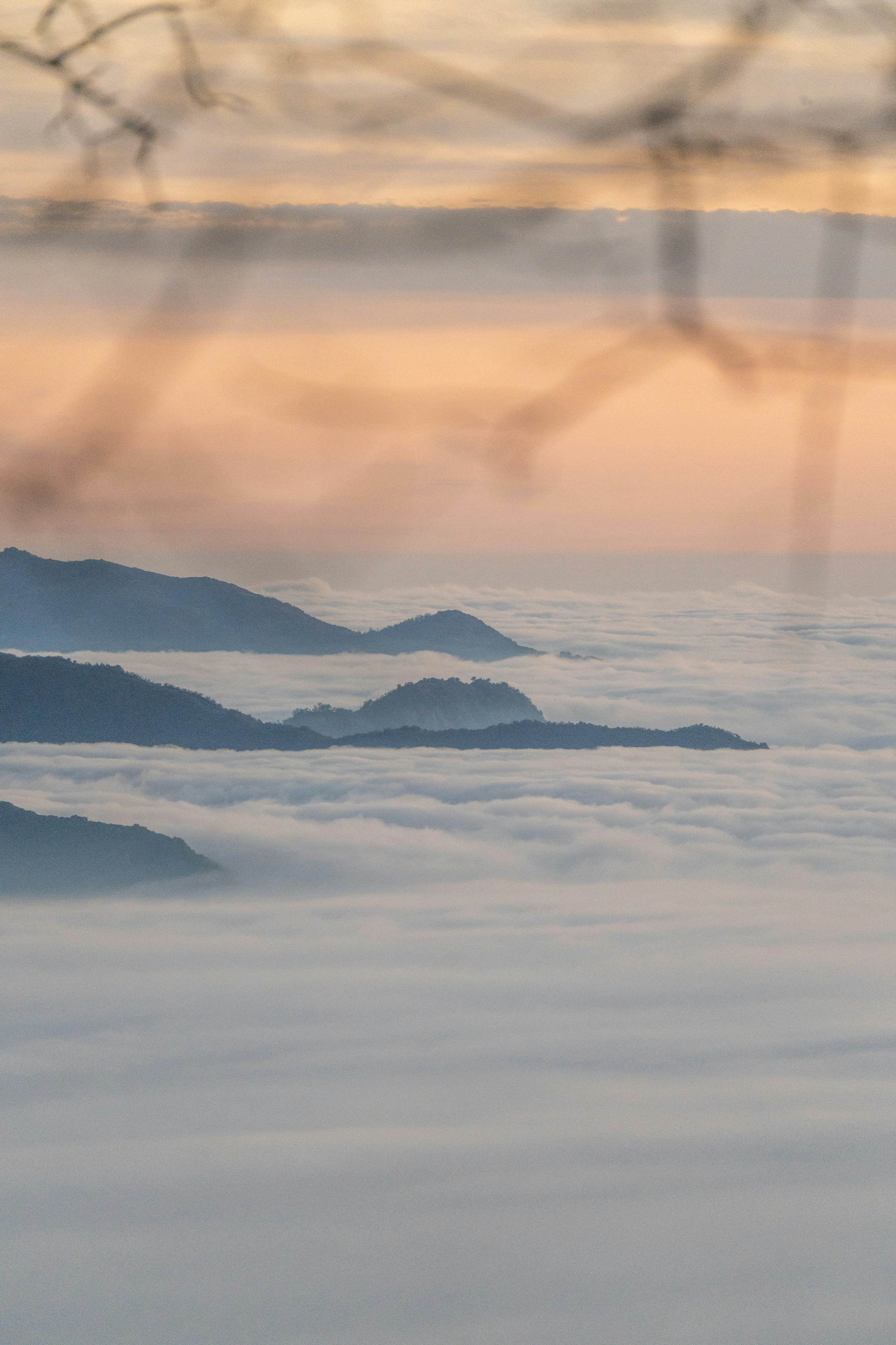 Mist-Quiet Peaks Above a Sea of Clouds at Dawn