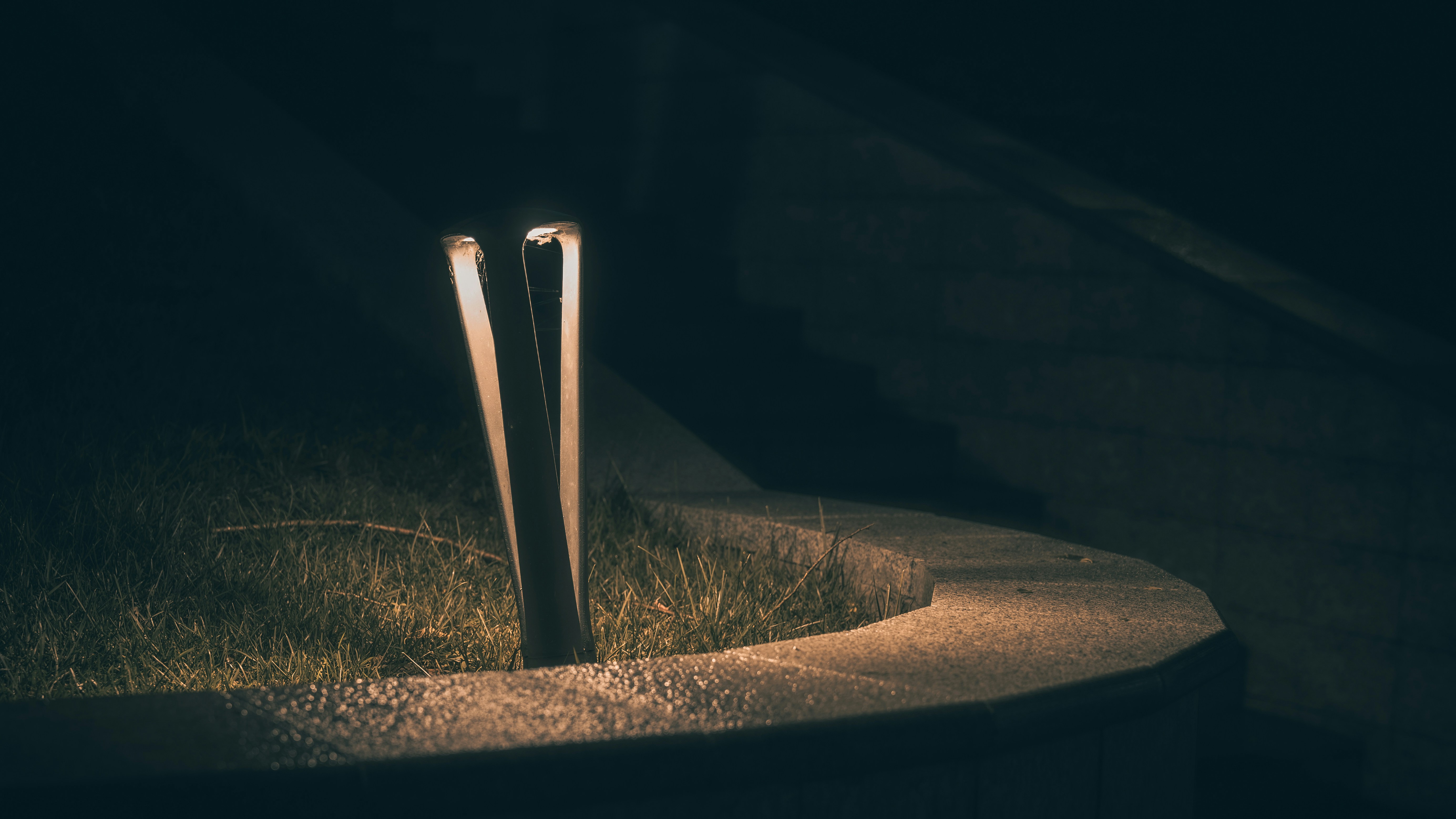 Luminous Bollards Guard a Quiet Night Path