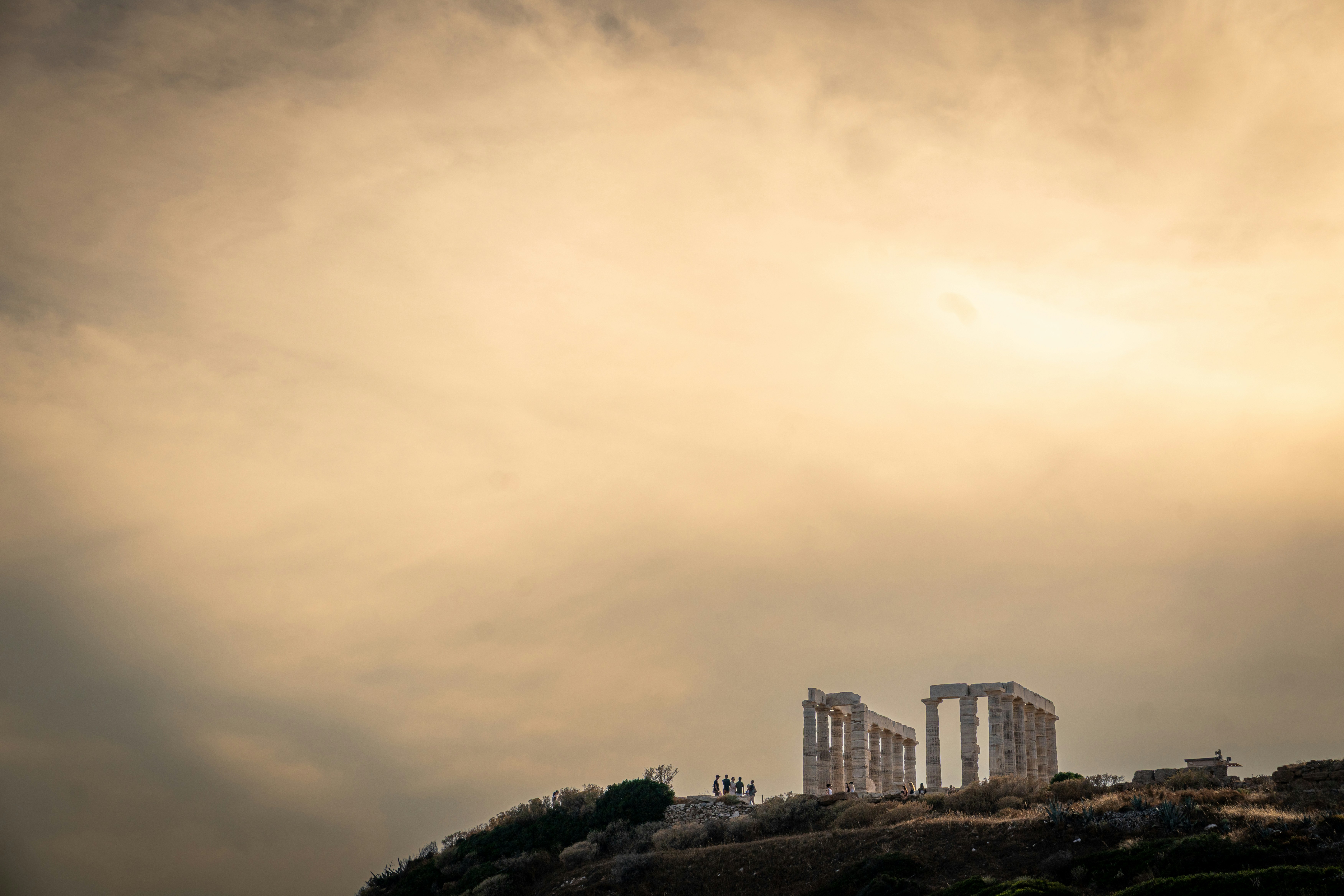Ruins on the Rim: Sunset Silhouette of the Temple Columns