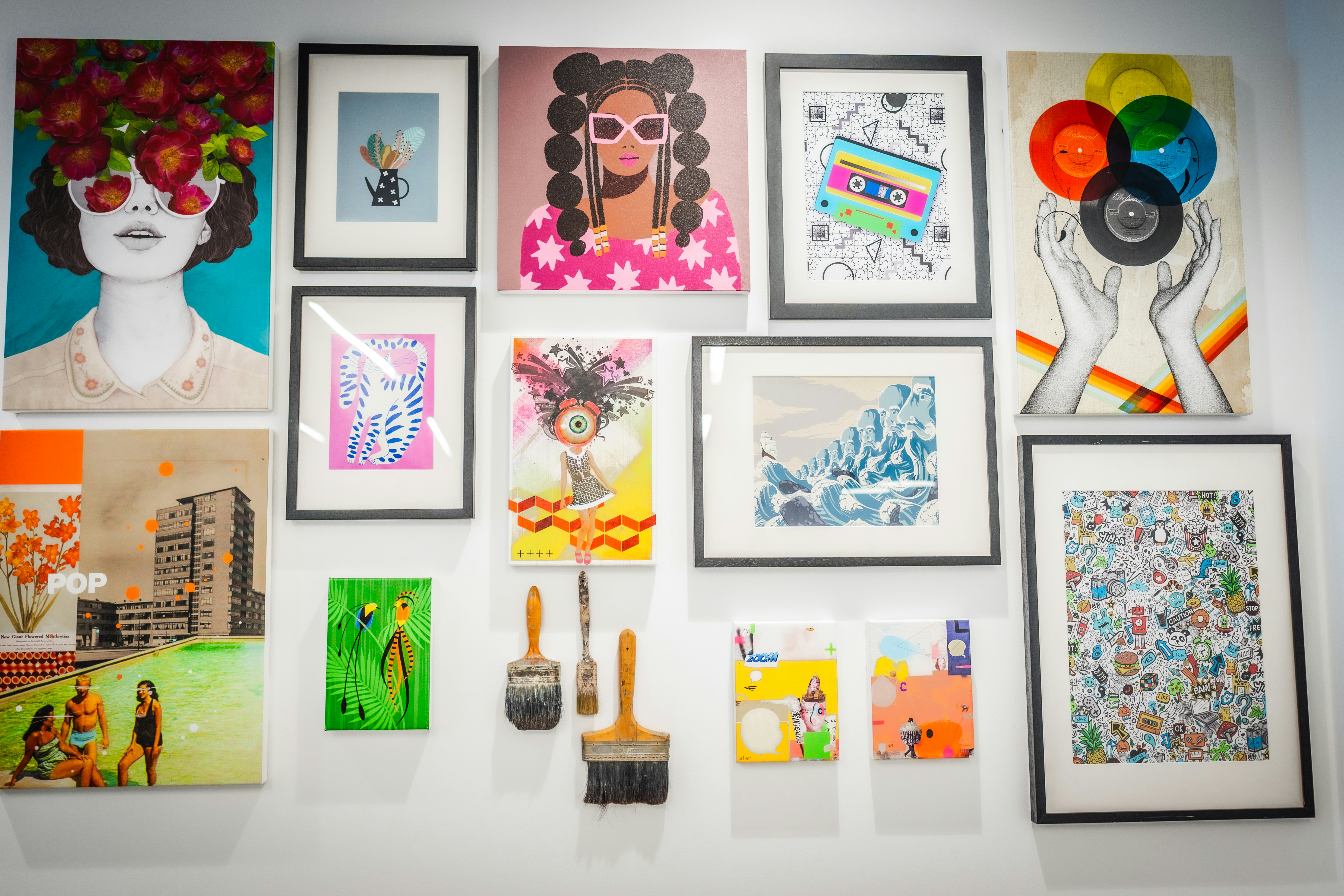 Colorful Gallery Constellation: A Wall of Whimsy and Portraits