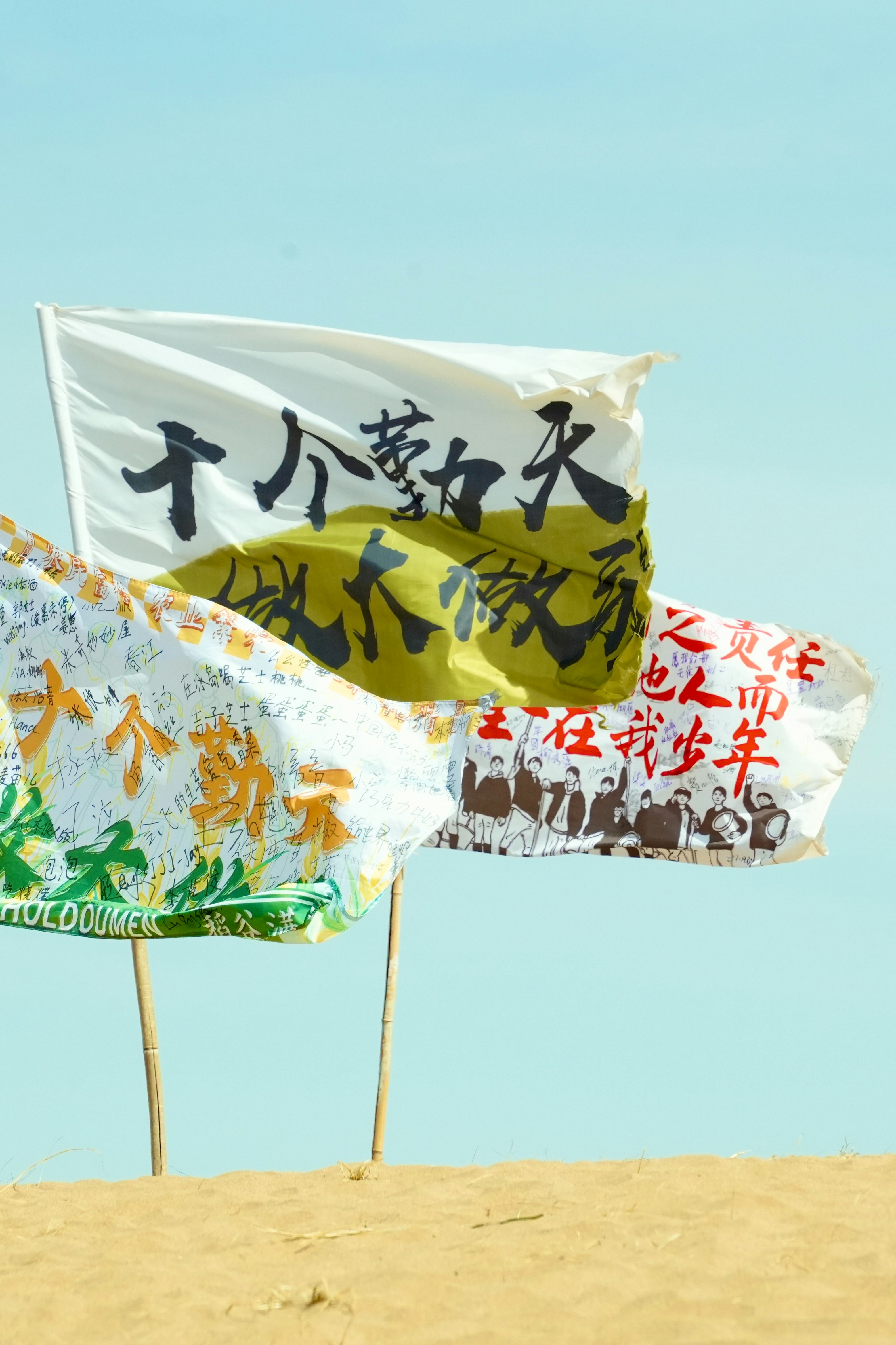 Flagged Messages on a Dune: Protest Banners against the Wind