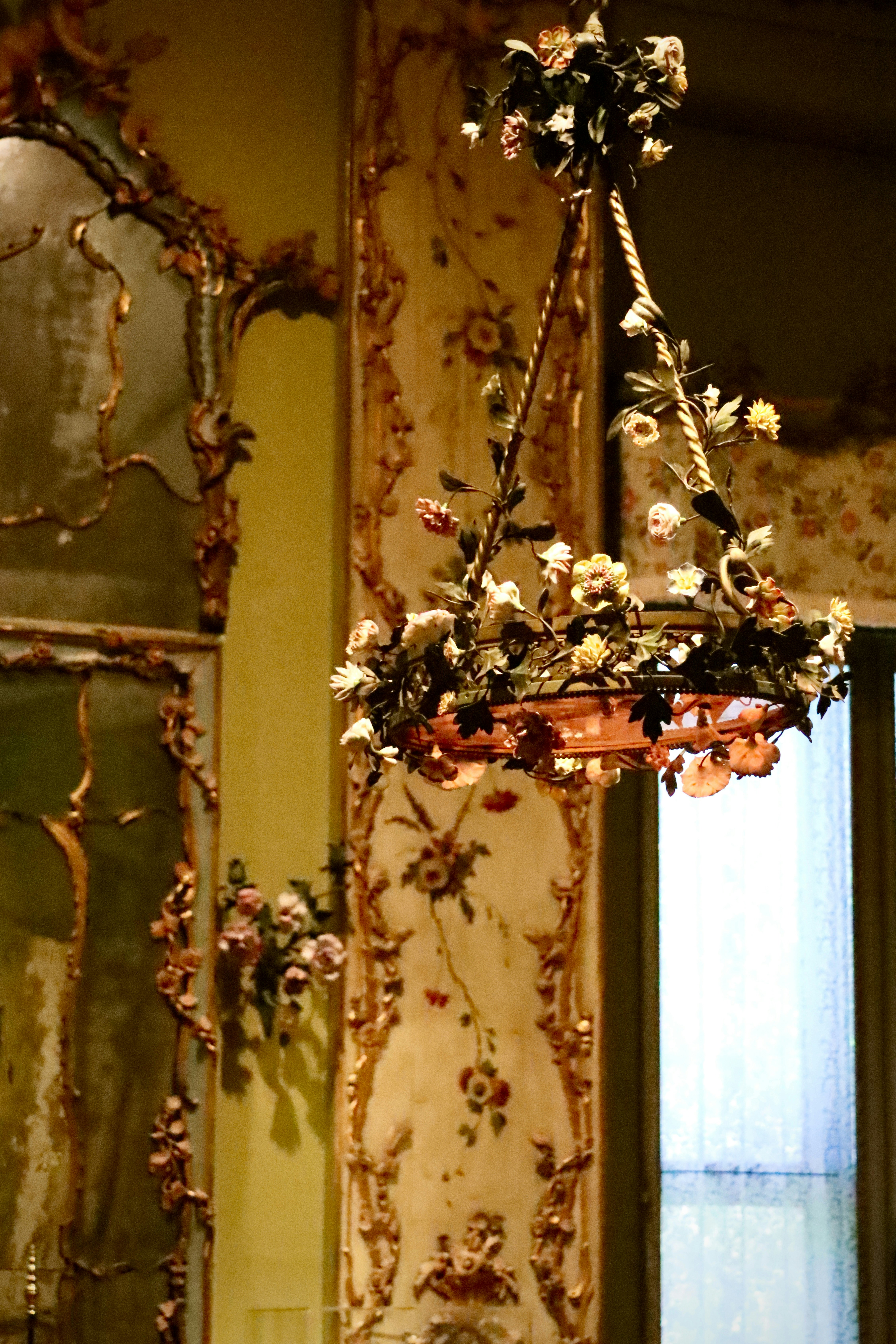 Ornate Hanging Floral Arbor in Vintage Interiors