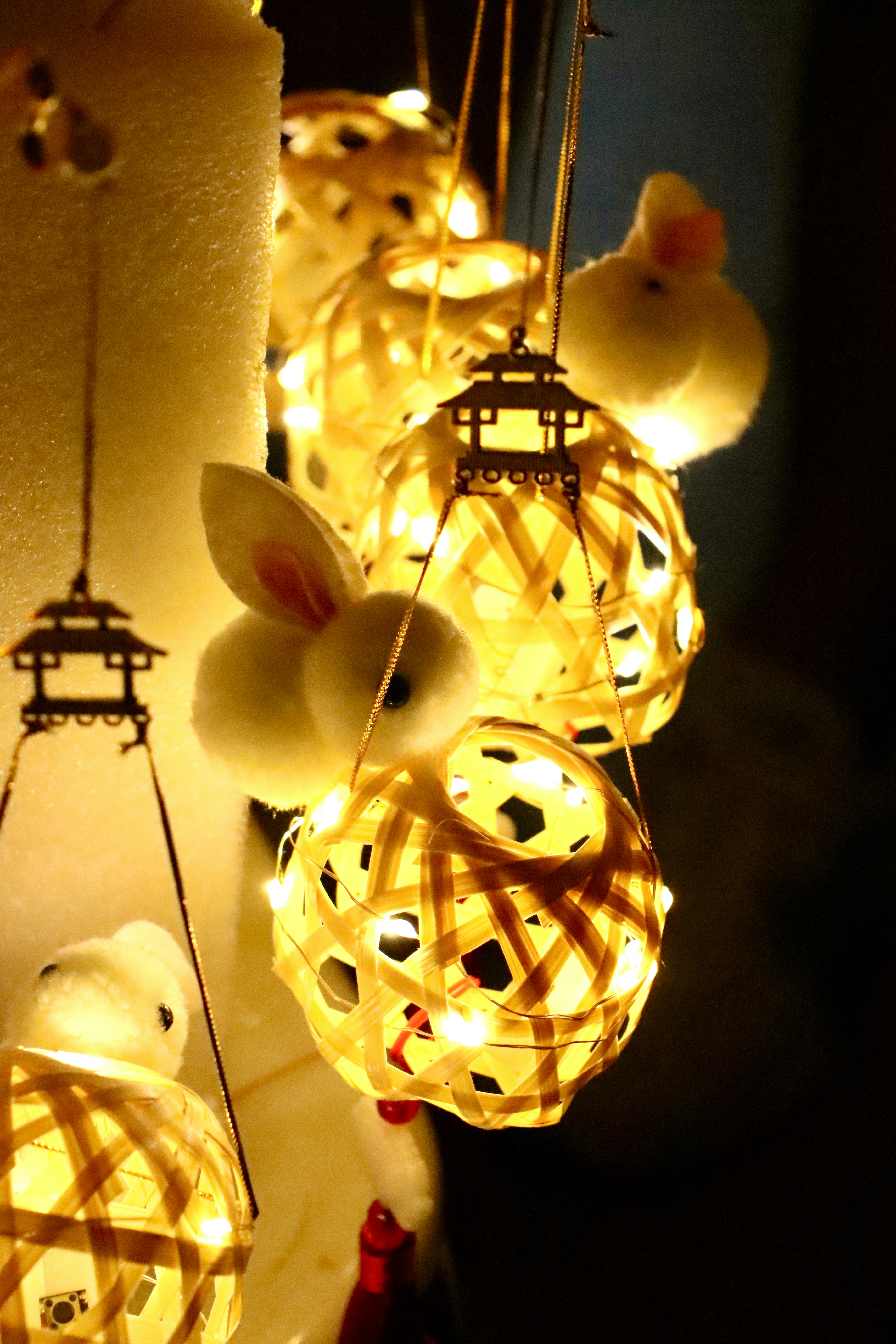 Luminous Orbs: Warm Ambient Lanterns Against a Dark Backdrop