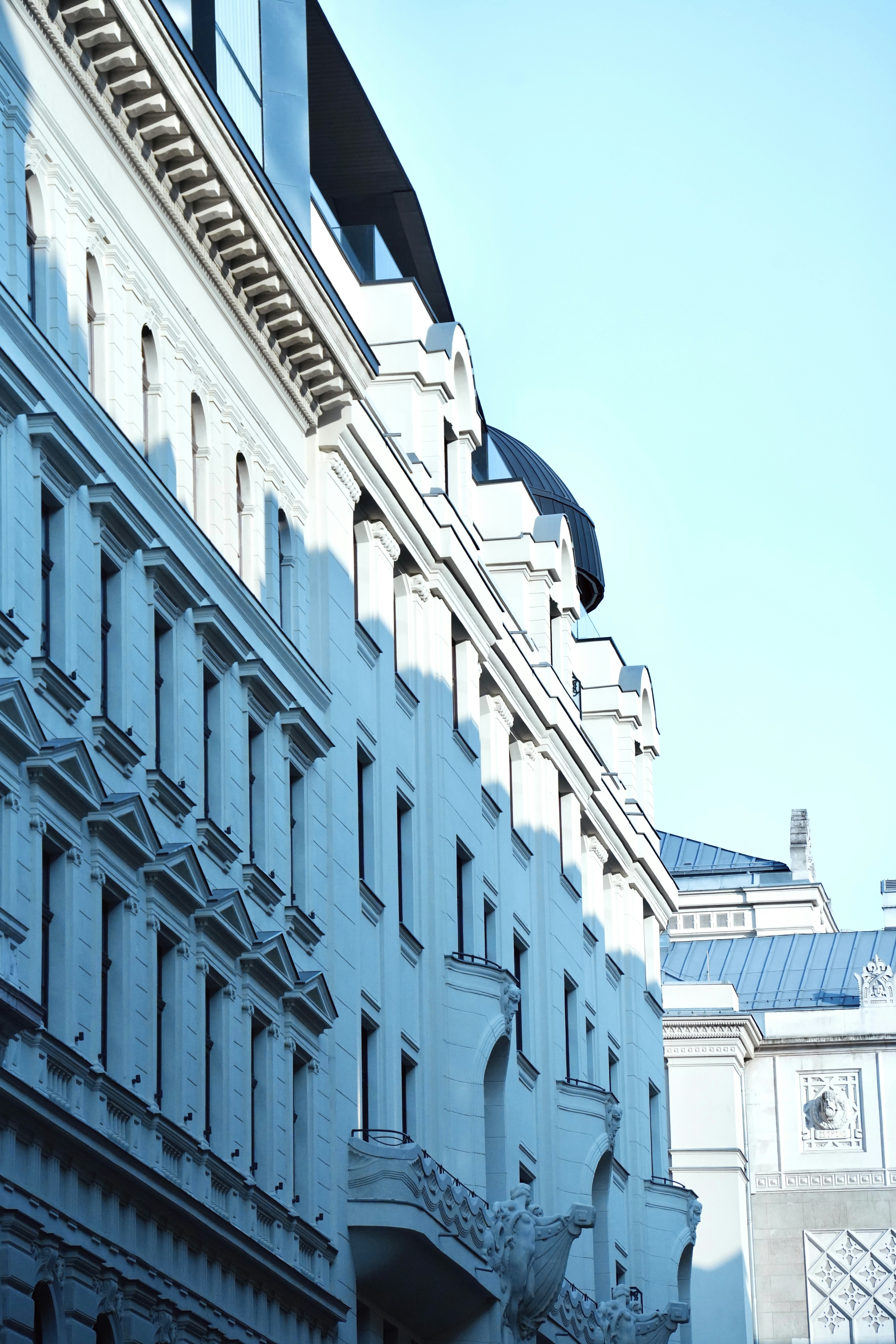 Architectural Cascade: A City Facade Reaches Toward the Sky