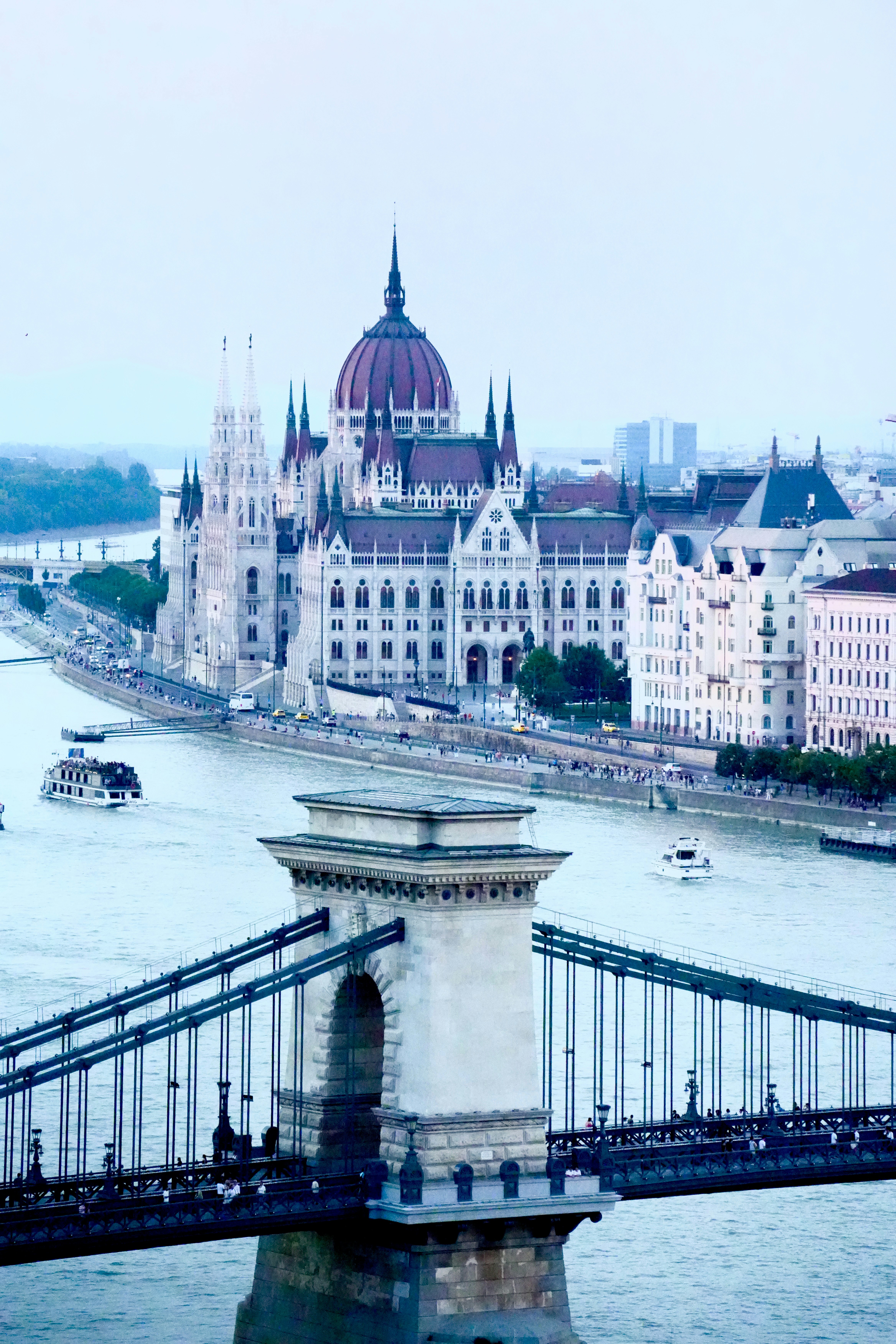 Budapest’s Chain Bridge Framing the Parliament: A Cityscape in Soft Light