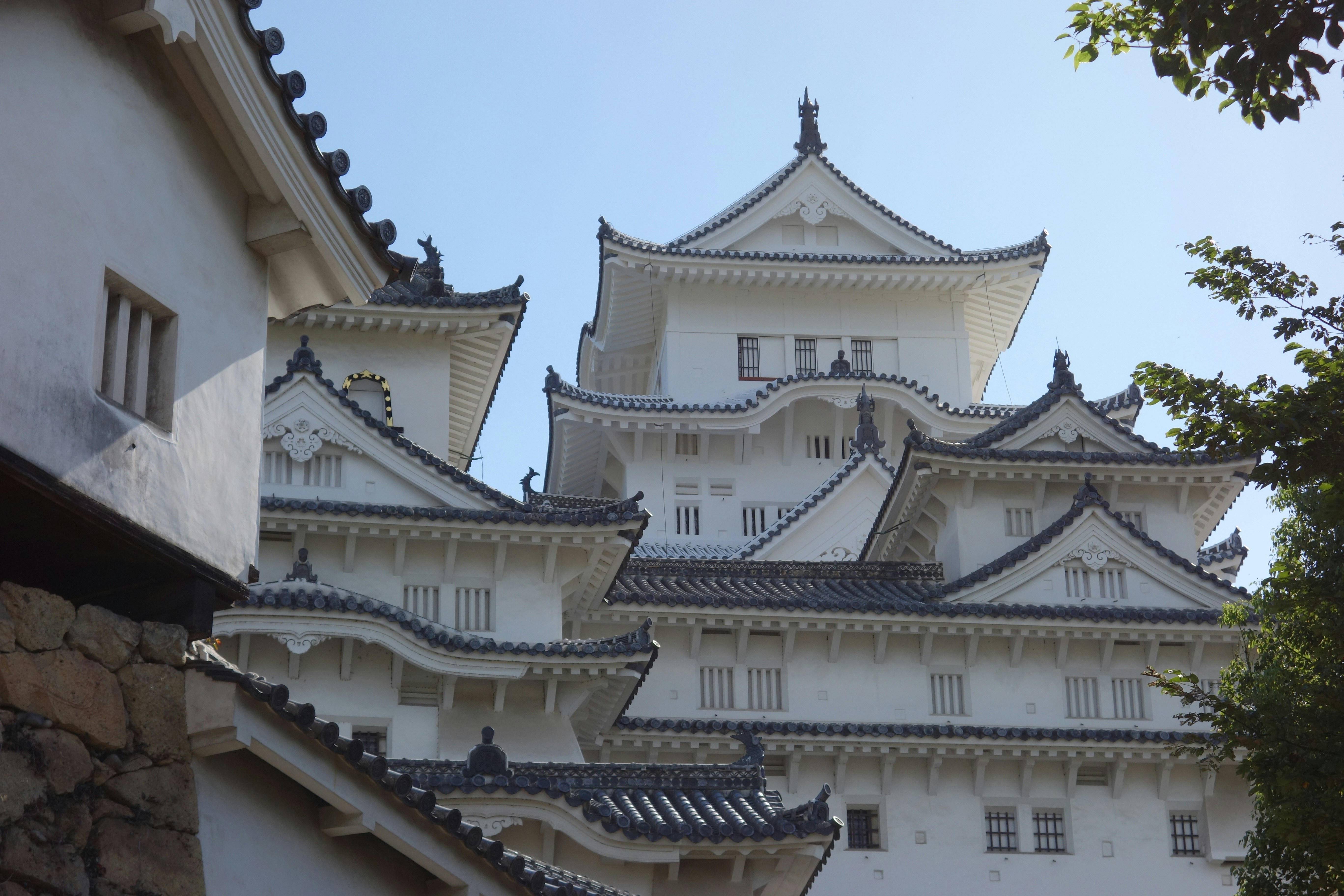 White Fortress Rooftops: A Tiered Japanese Castle Slice