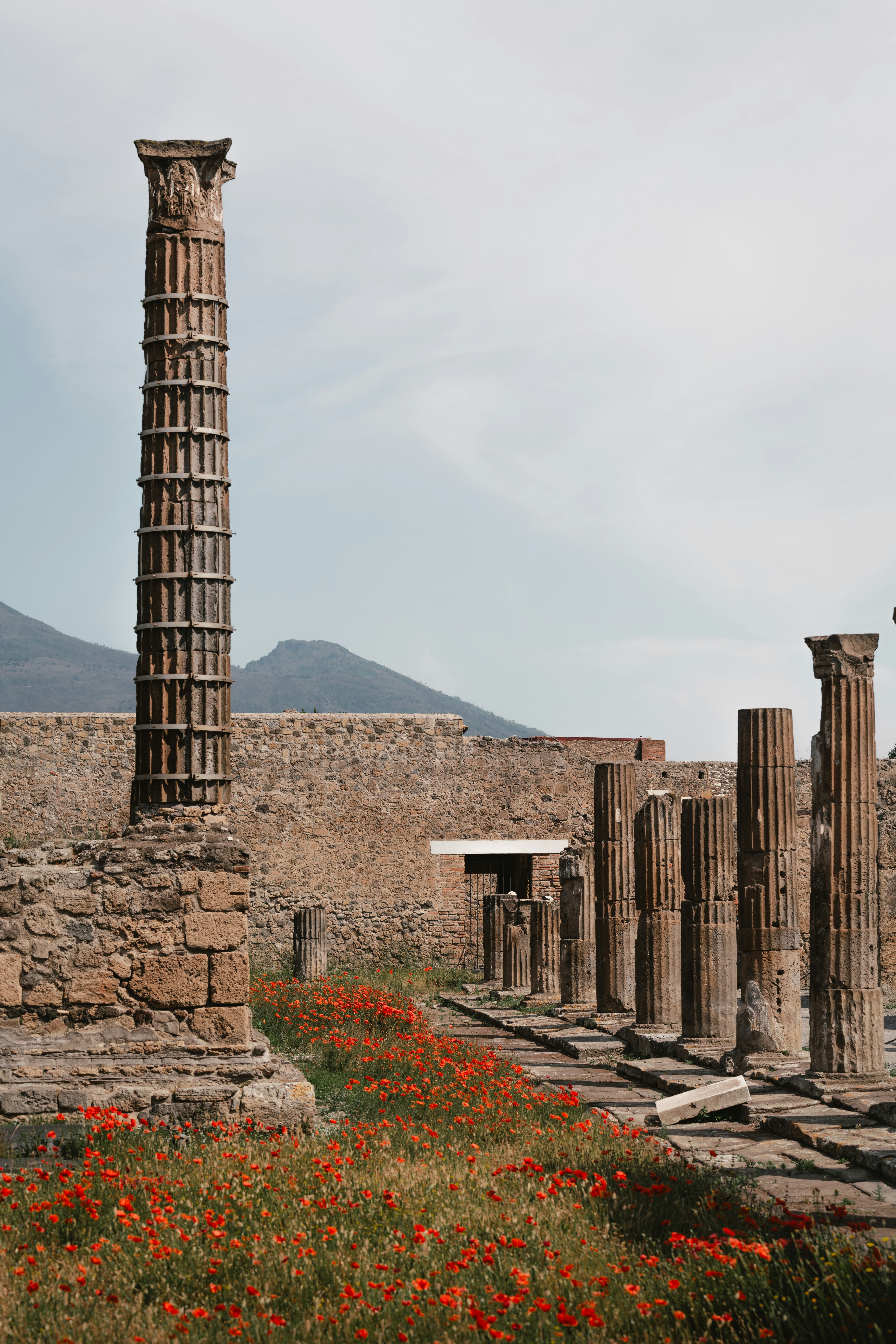 Ruinous Colonnade under a Quiet Sky
