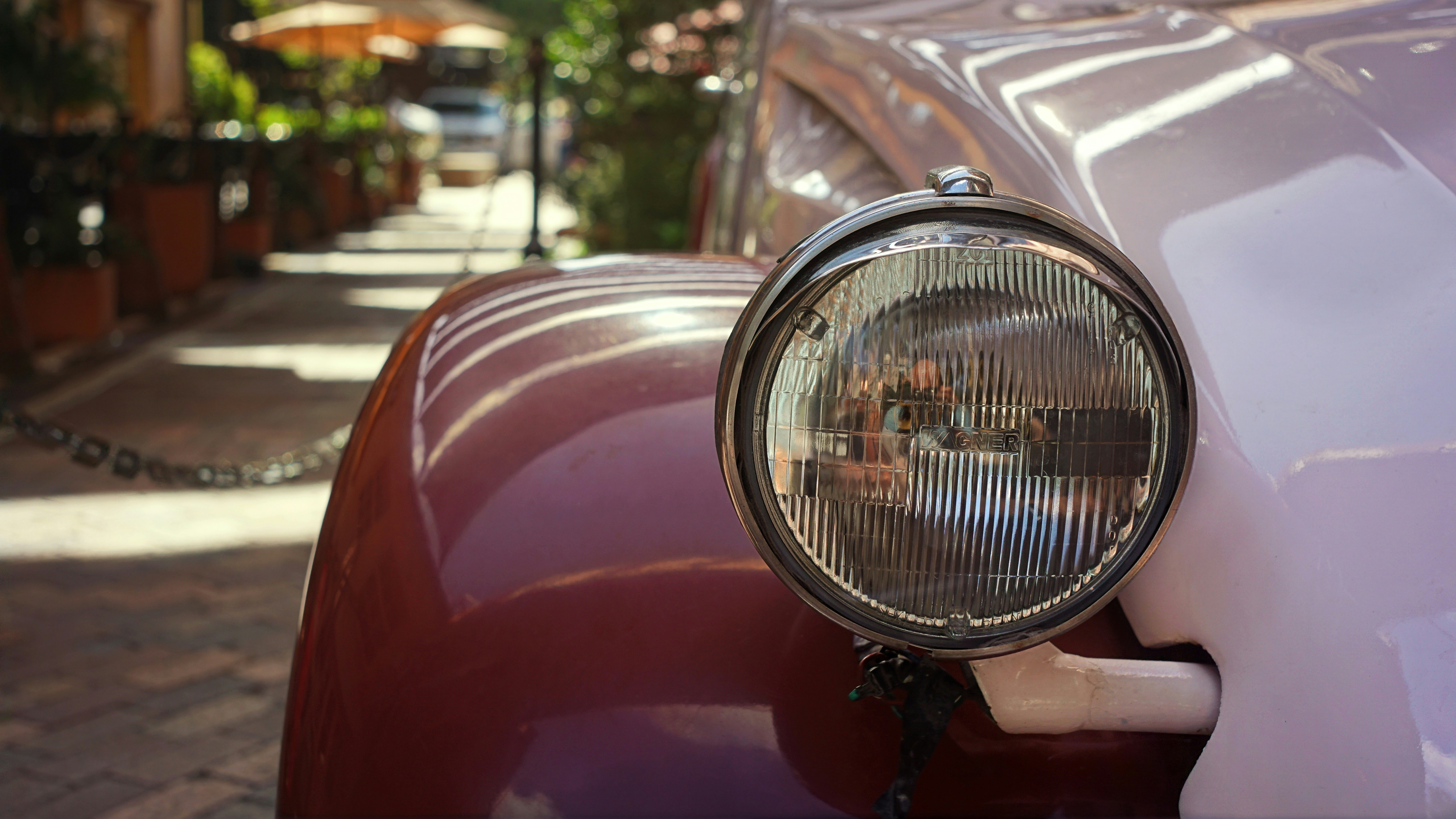 Vintage Headlamp, Modern Evening Street