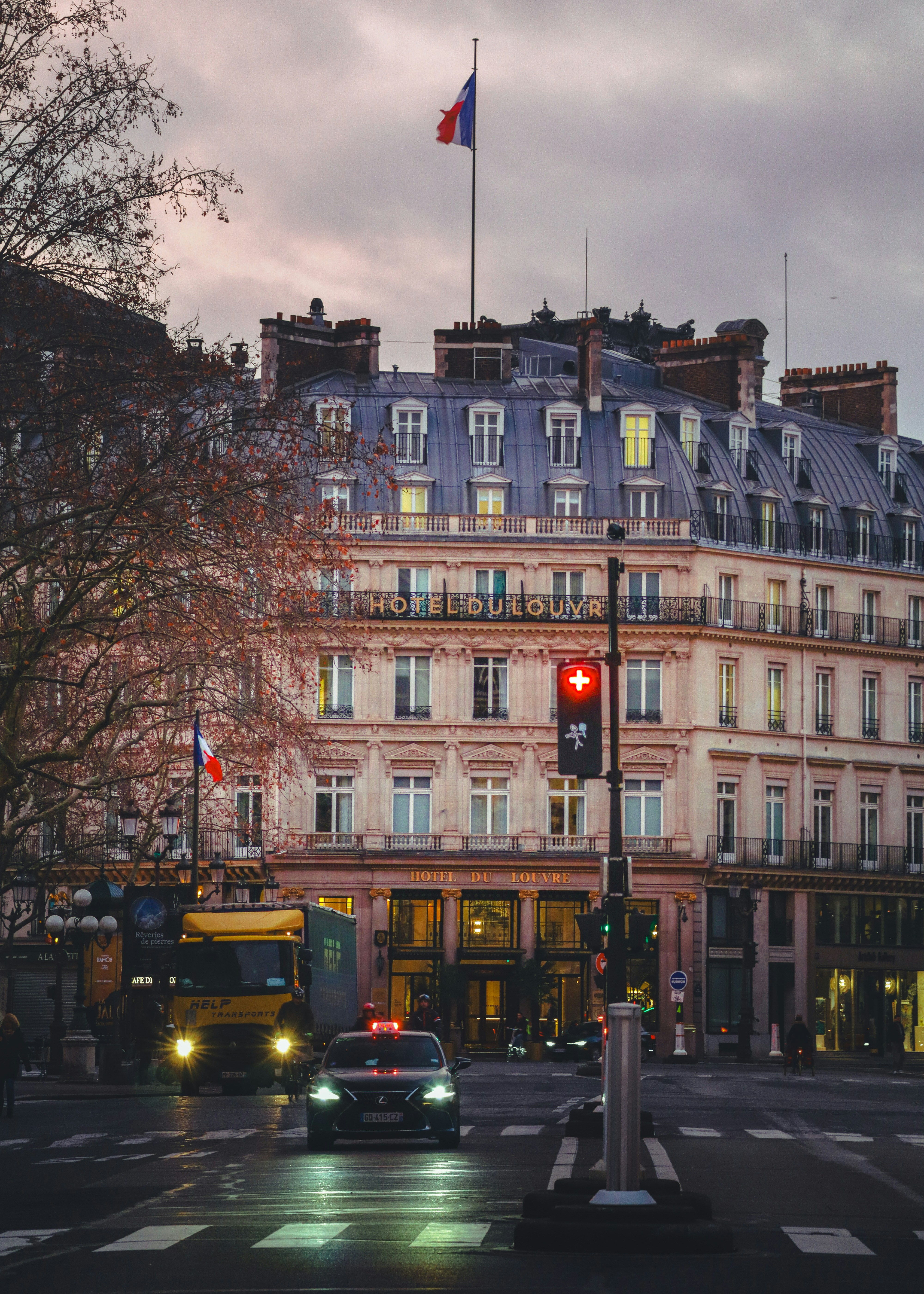 Evening Lights on a Parisian Facade